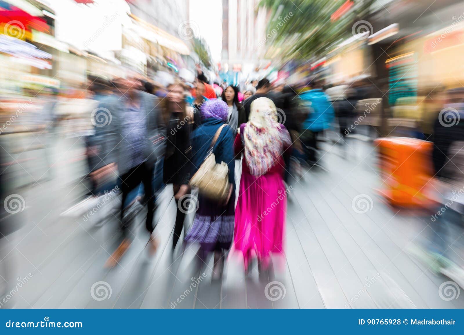 Busy Crowd in the City with Zoom Effect Editorial Stock Photo - Image ...