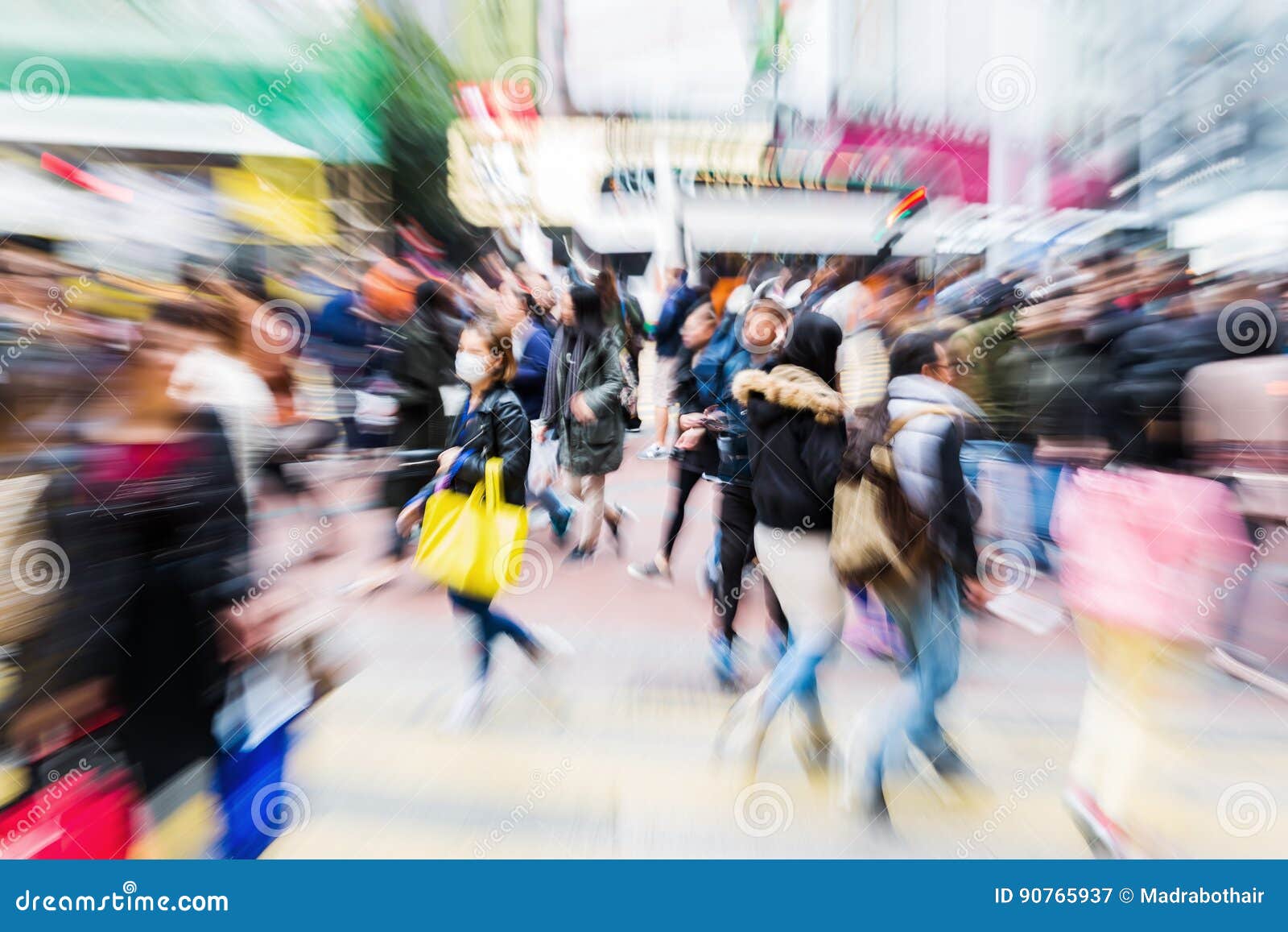 Busy Crowd in the City with Zoom Effect Editorial Photography - Image ...