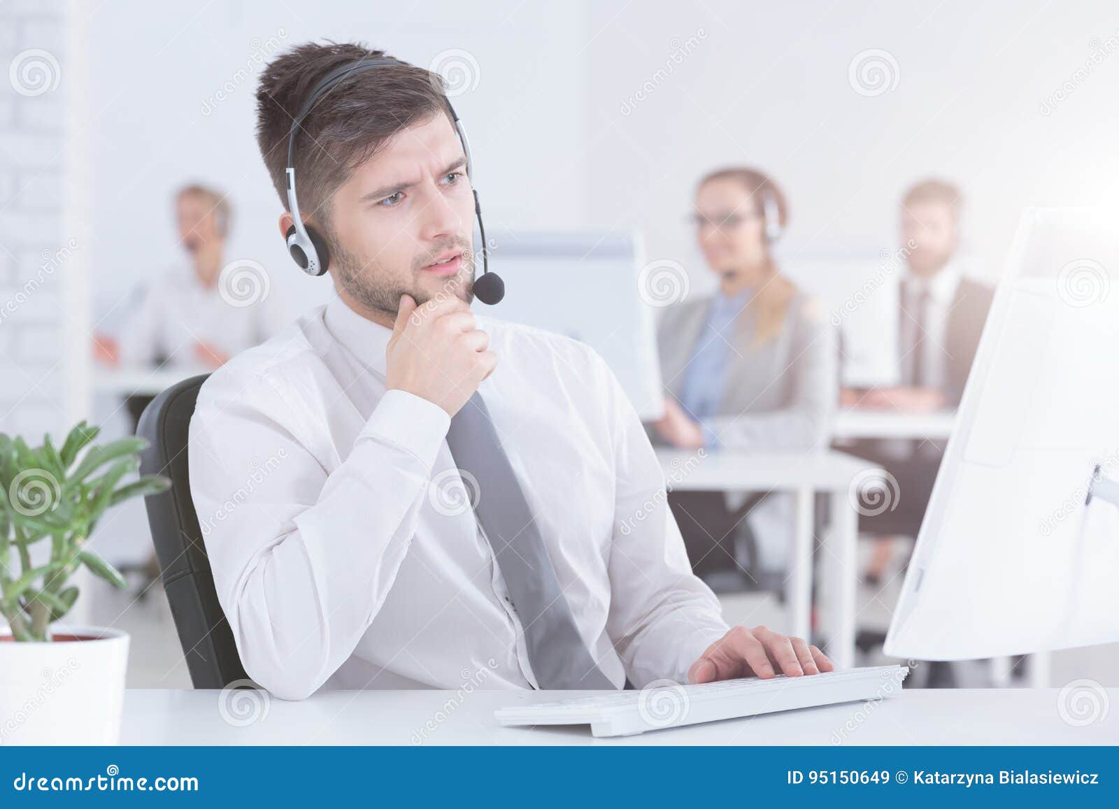 Busy Customer Service Consultant Stock Image - Image of helpline ...