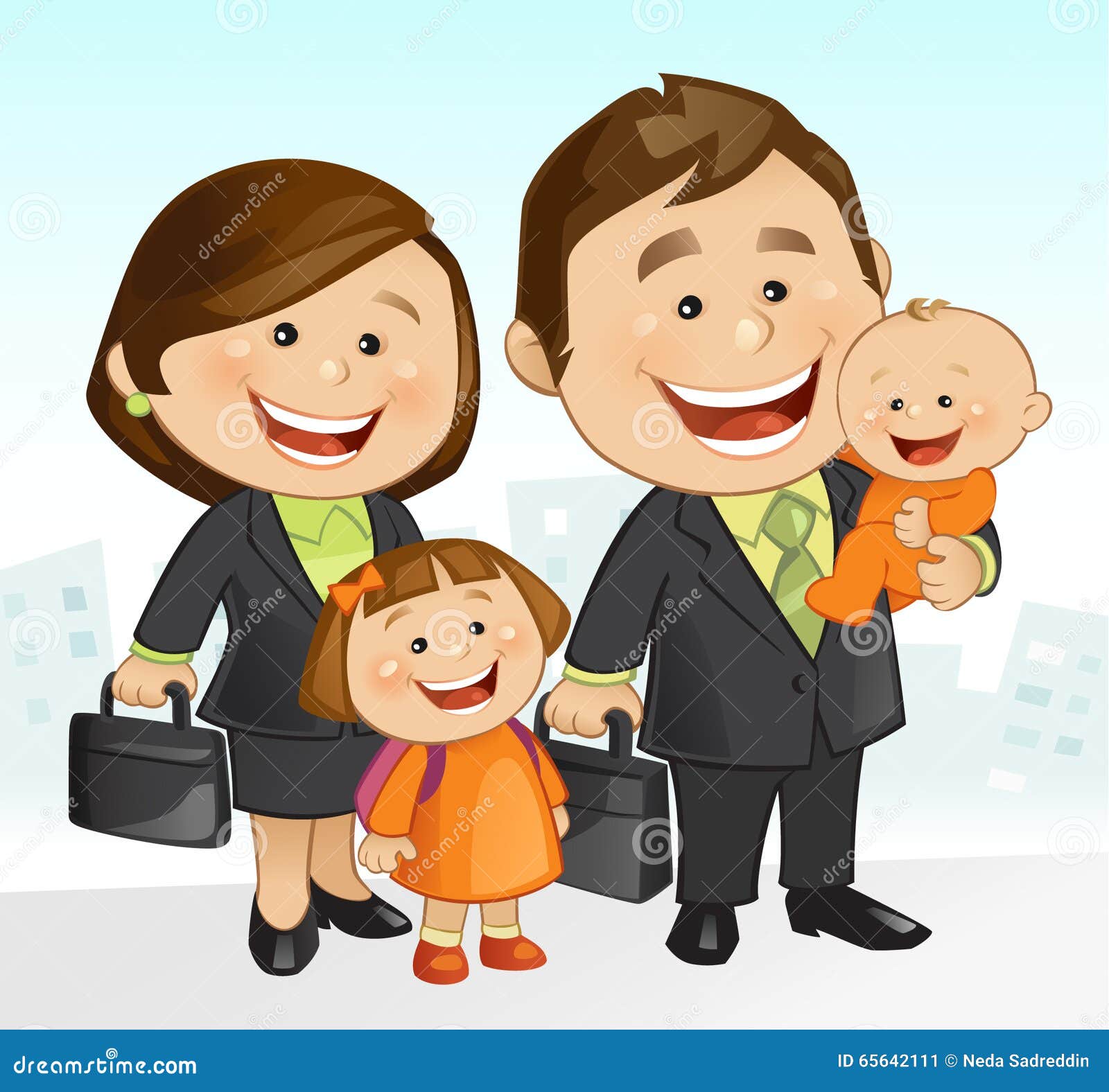 Busy Day stock vector. Illustration of parents, mommy - 65642111