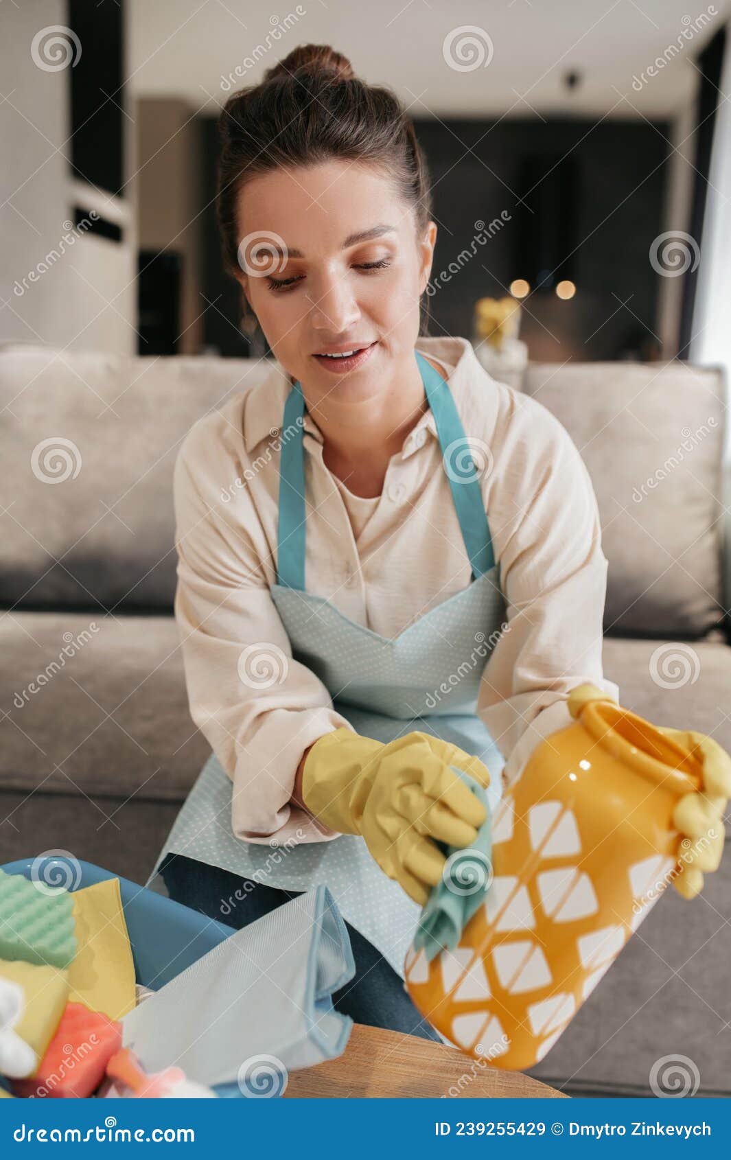 Young Woman Doing Housework and Looking Busy Stock Image - Image of ...