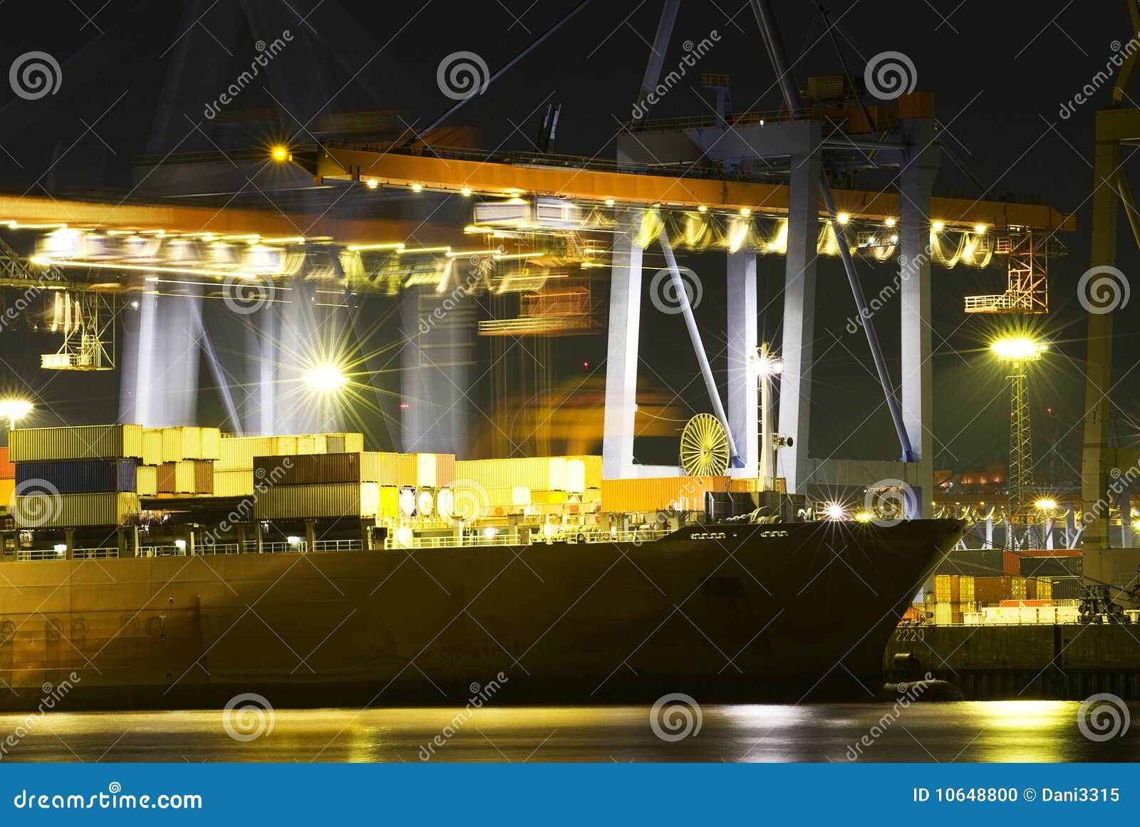 Busy dock at night stock photo. Image of lade, morning - 10648800
