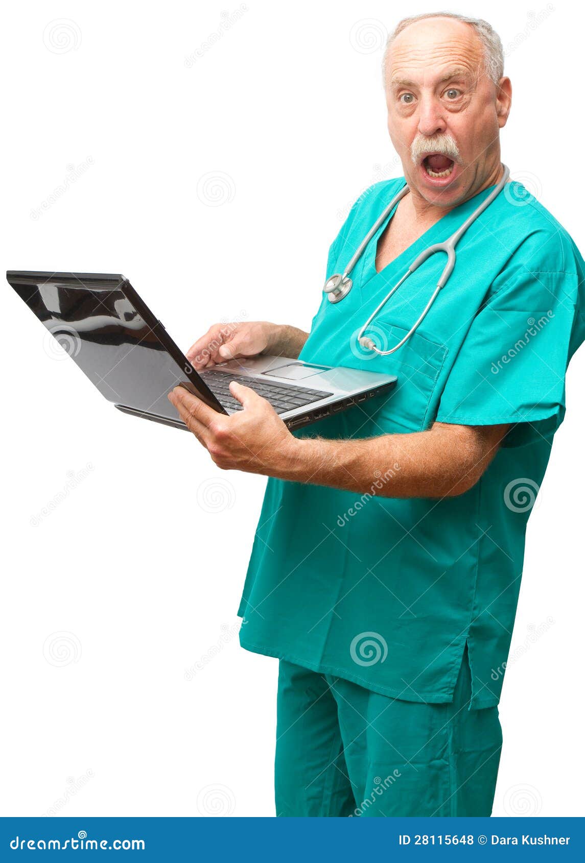 Busy Doctor stock photo. Image of computer, scrubs, mustache - 28115648