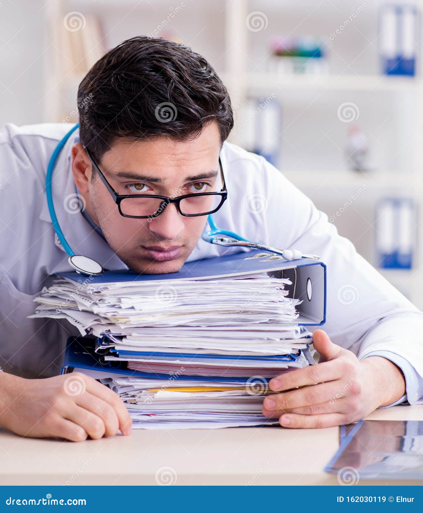 Busy Doctor with Too Much Work in Hospital Stock Image - Image of medic ...