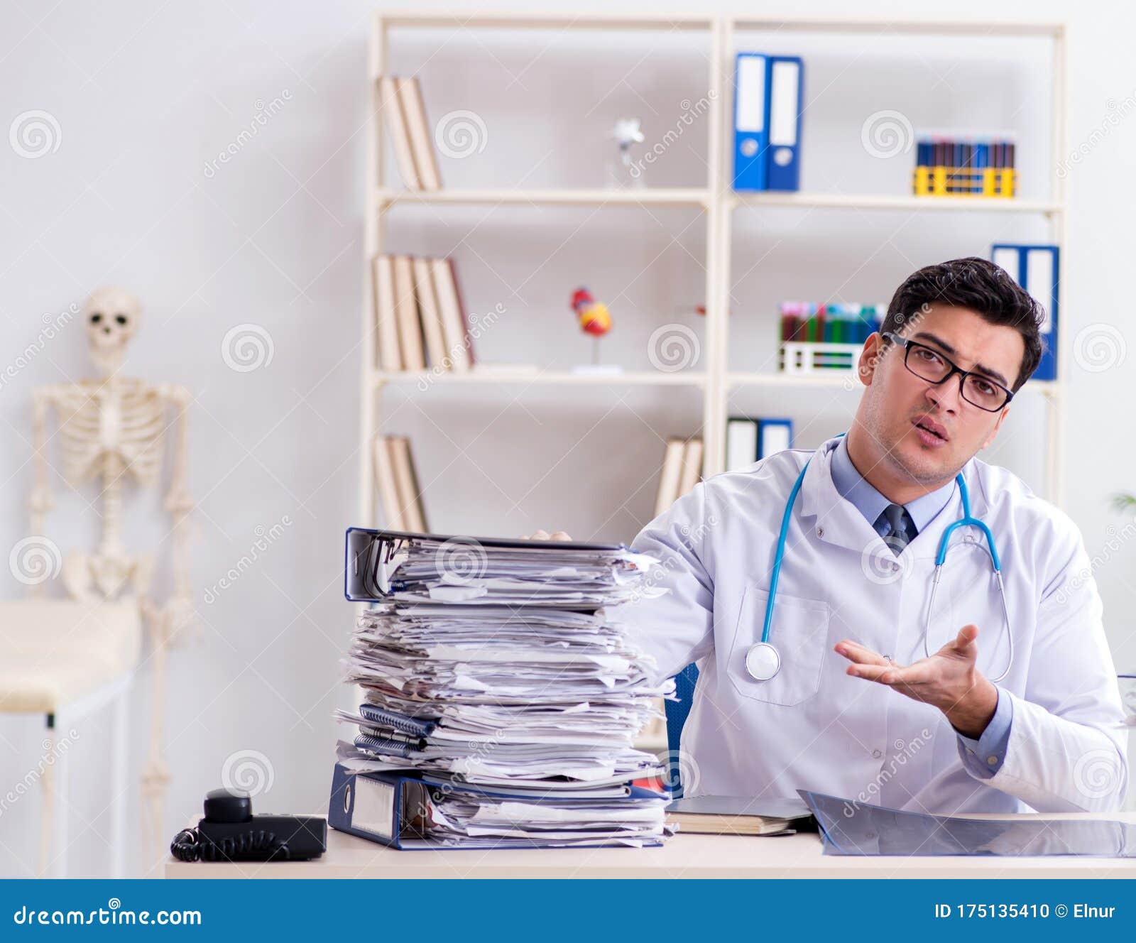 Busy Doctor with Too Much Work in Hospital Stock Photo - Image of ...