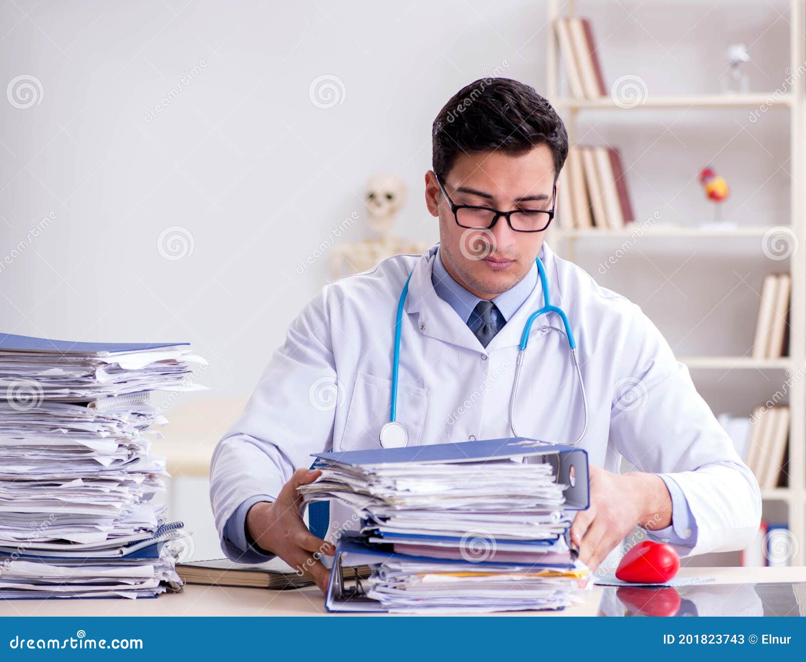 Busy Doctor with Too Much Work in Hospital Stock Image - Image of ...
