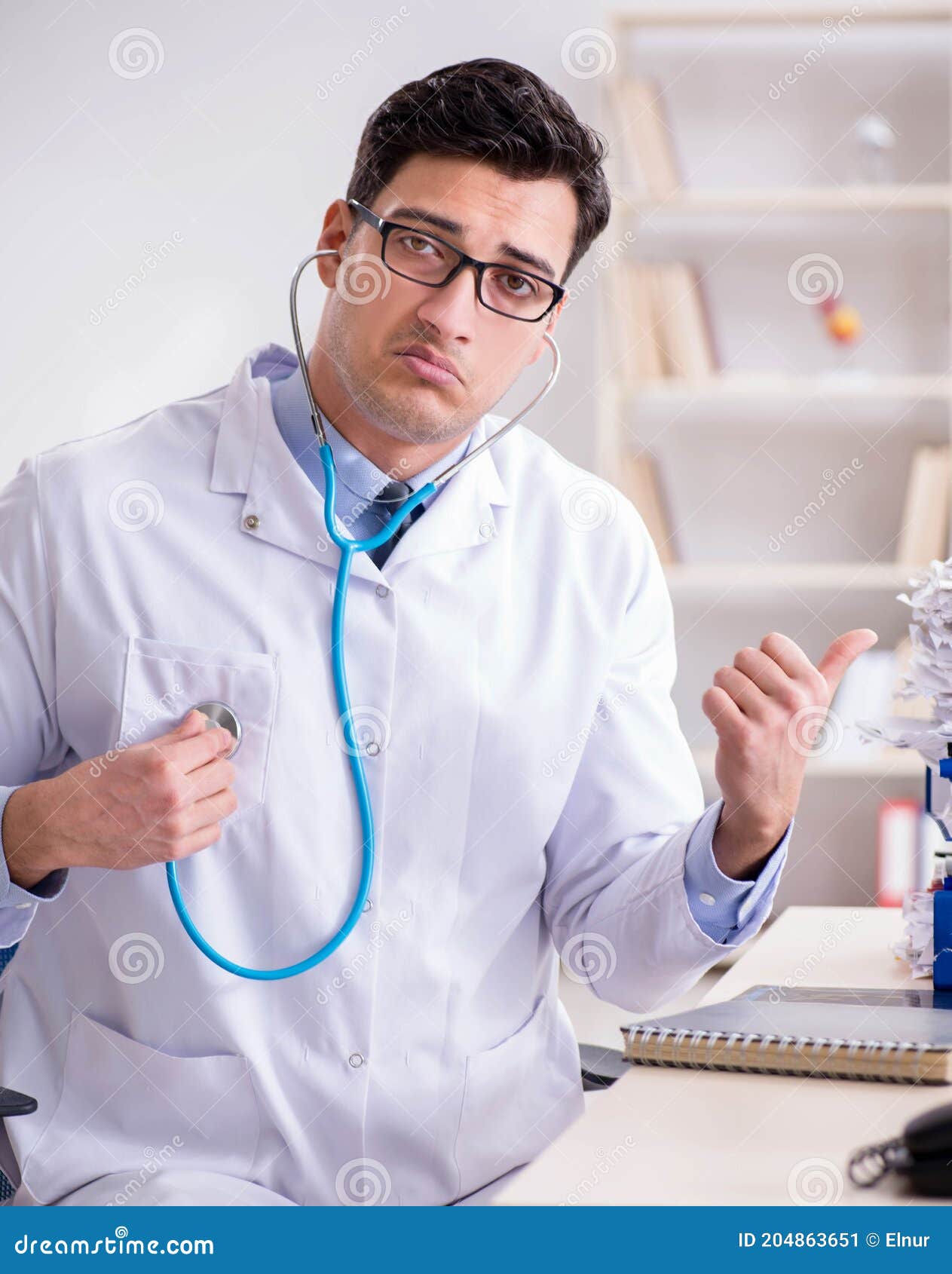 Busy Doctor with Too Much Work in Hospital Stock Image - Image of ...