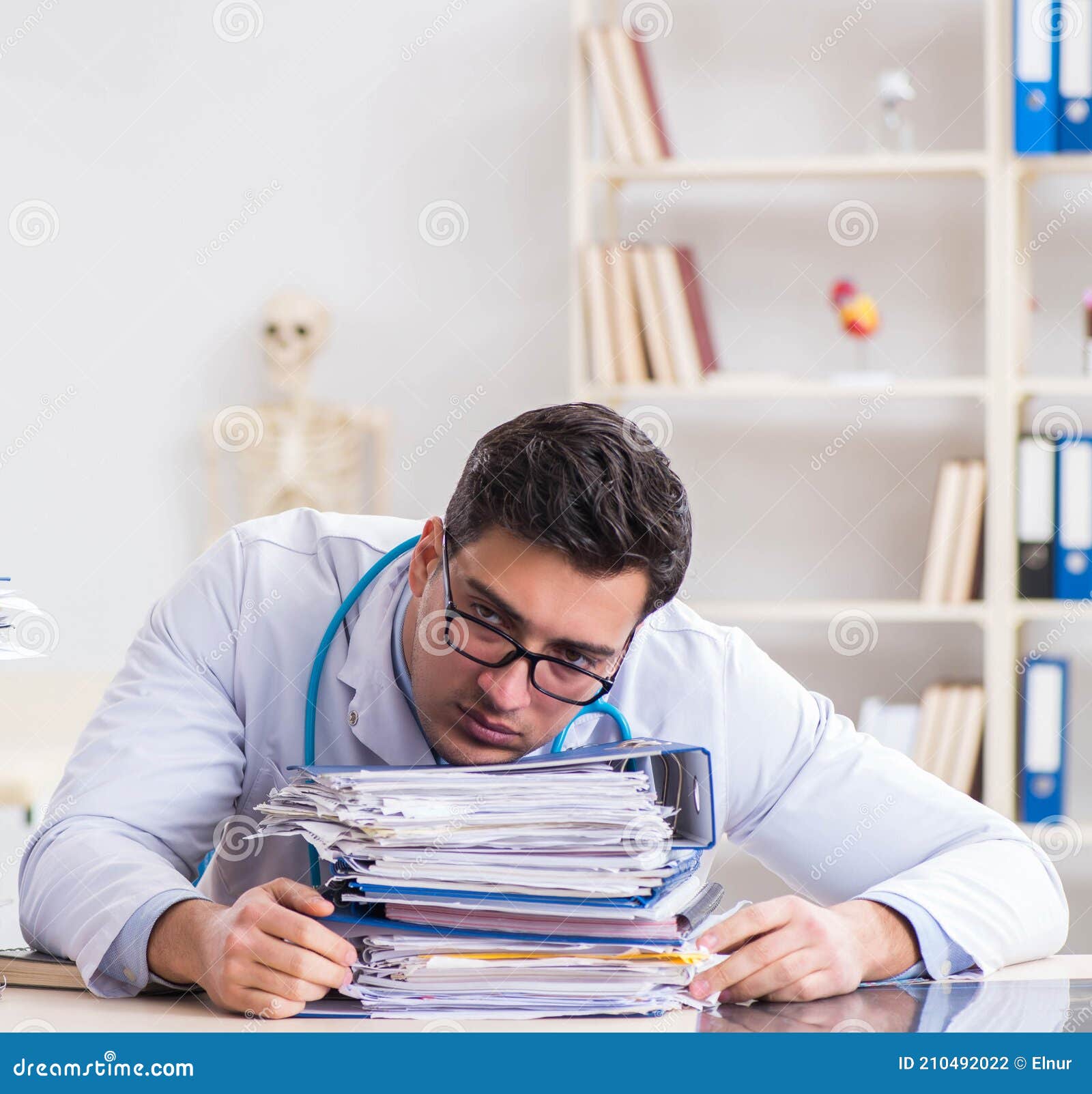 Busy Doctor with Too Much Work in Hospital Stock Photo - Image of ...