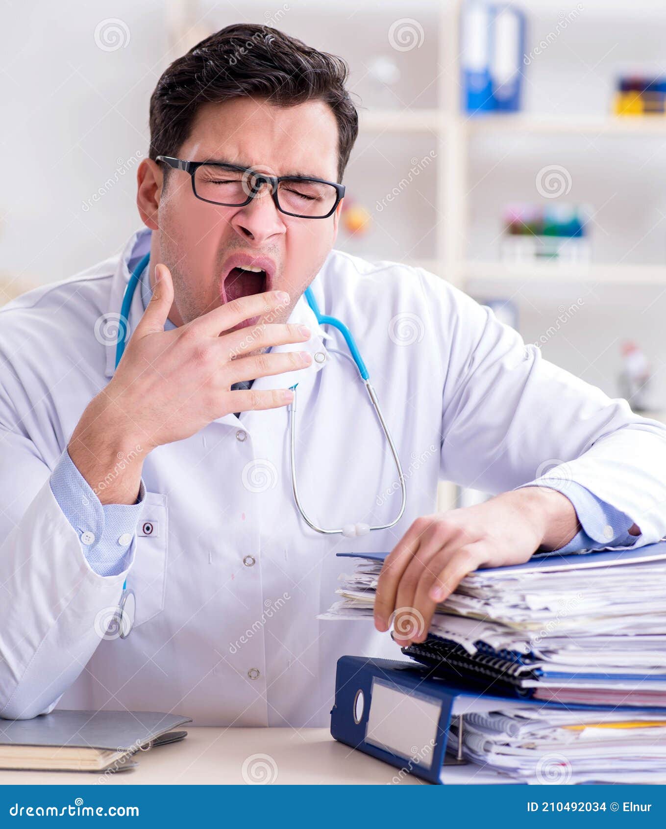 Busy Doctor with Too Much Work in Hospital Stock Photo - Image of ...