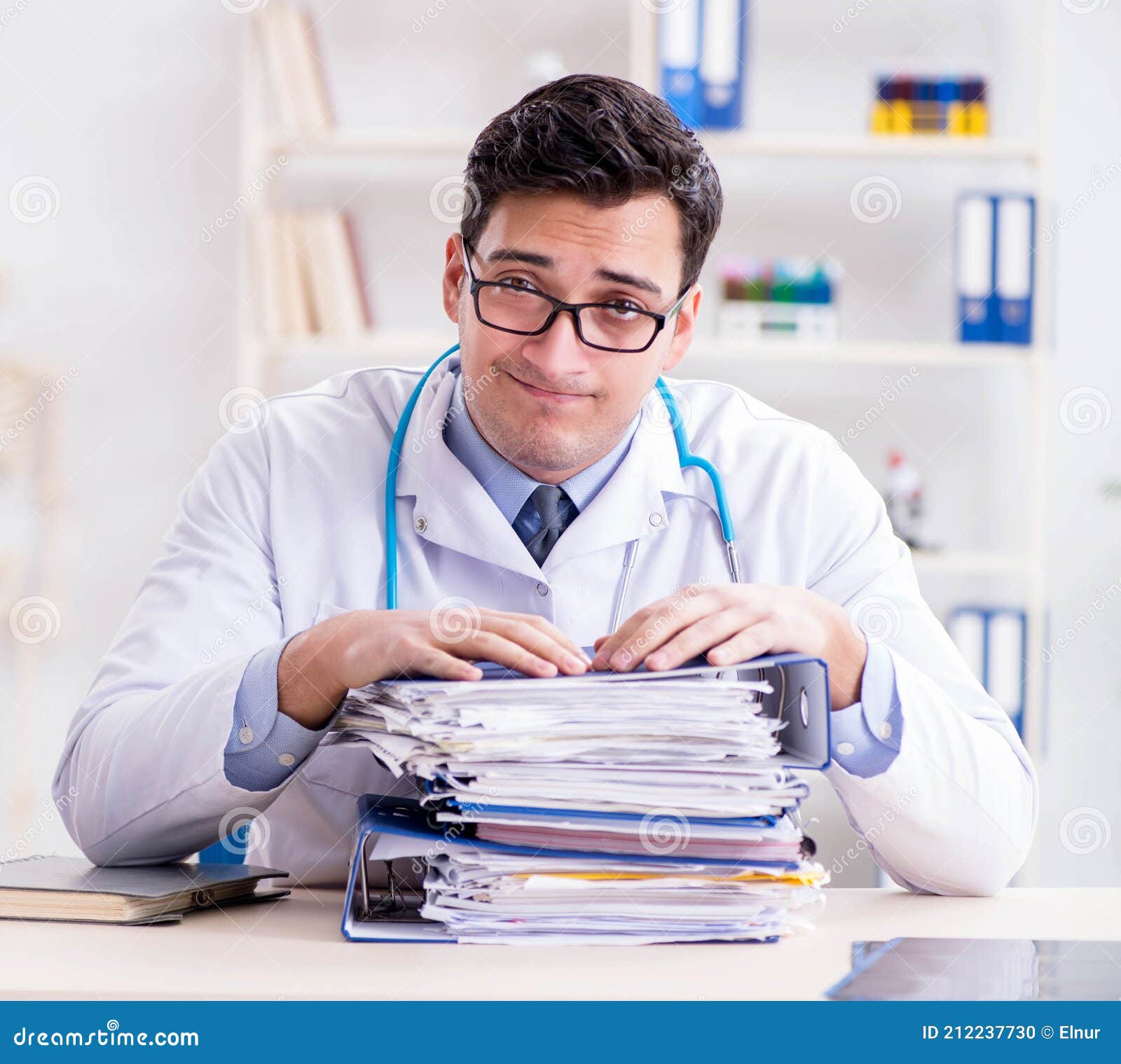 Busy Doctor with Too Much Work in Hospital Stock Photo - Image of medic ...