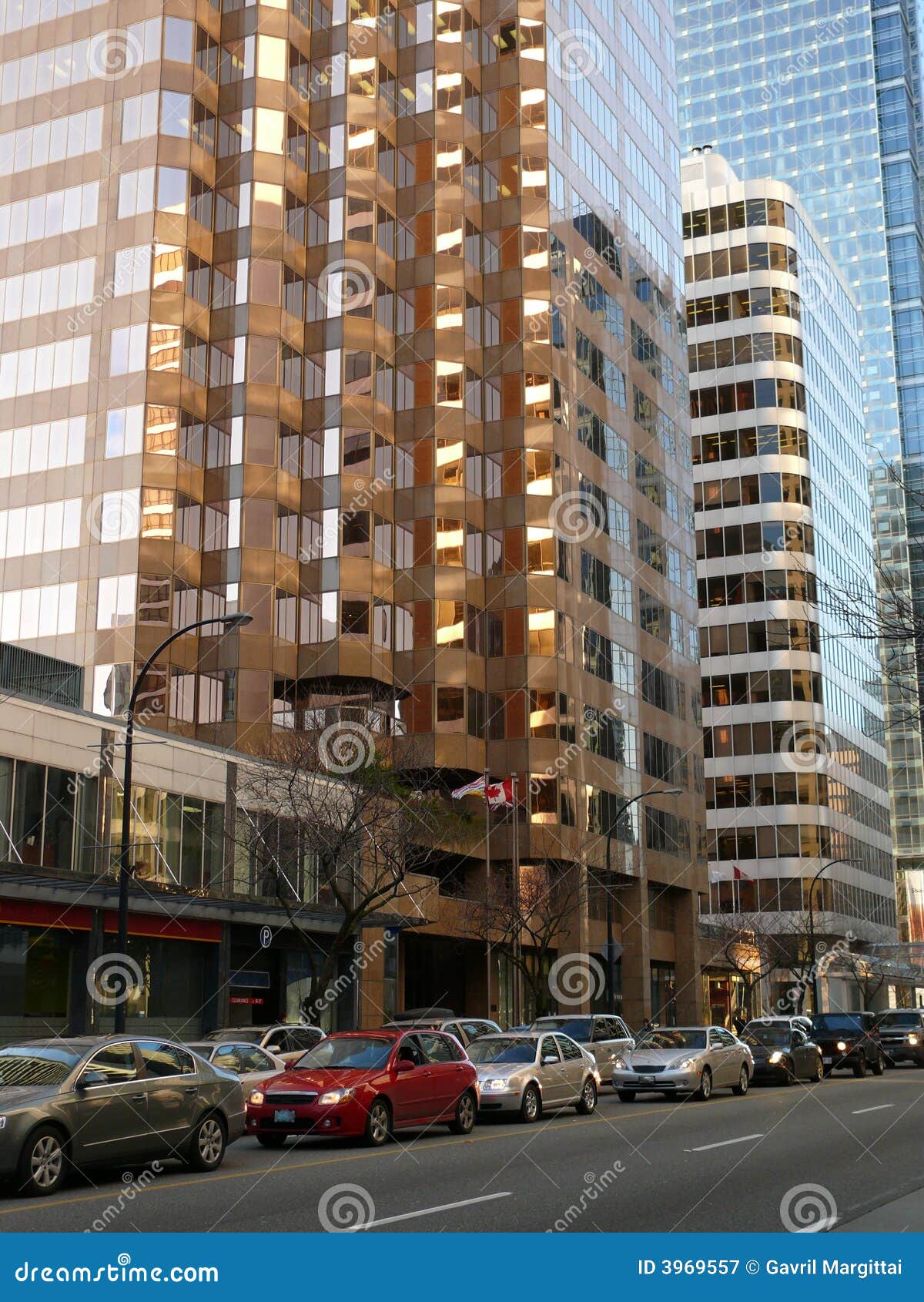 Busy Downtown street stock image. Image of lights, modern - 3969557