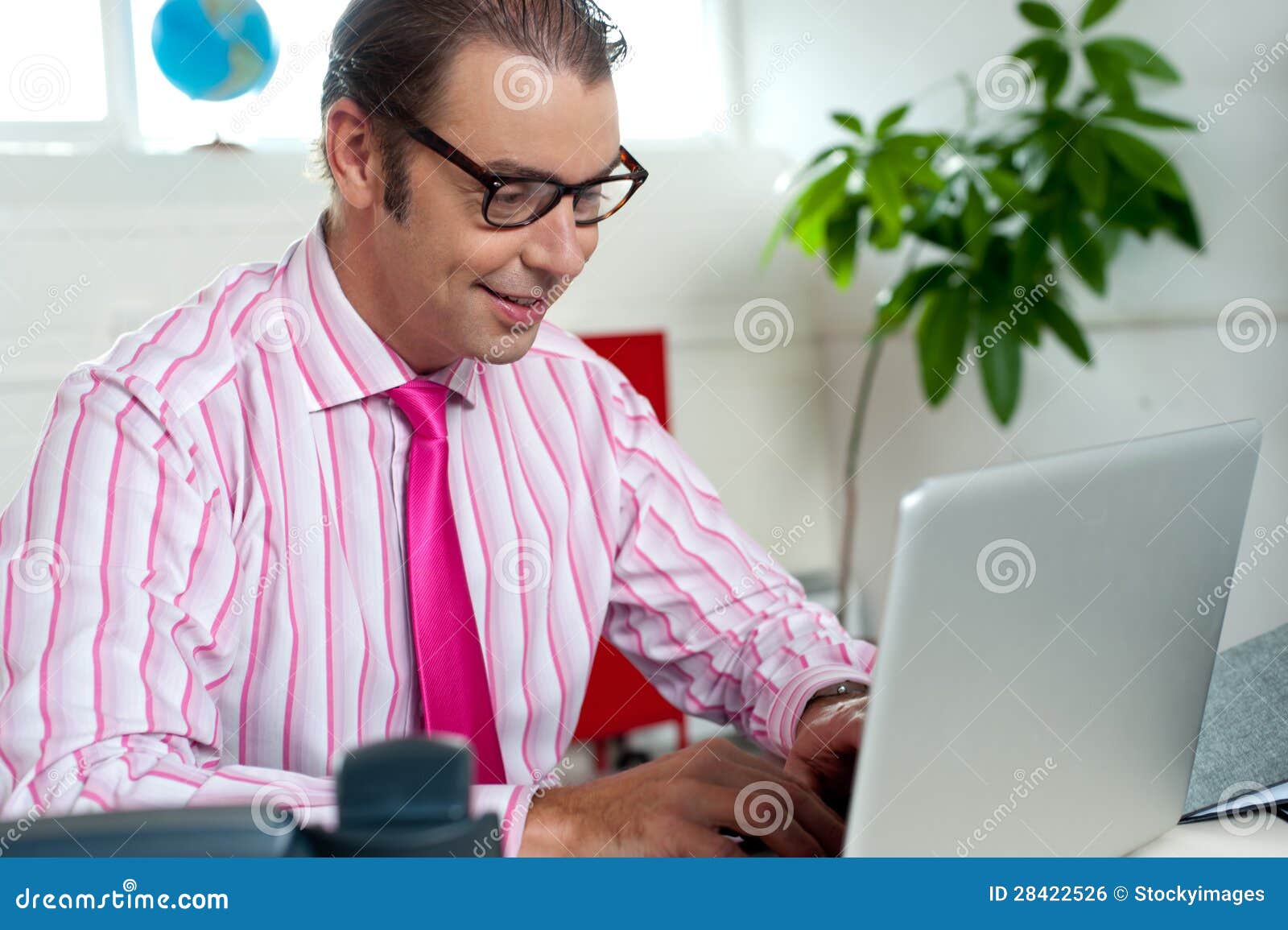 Busy Employee in Office Working on Laptop Stock Photo - Image of boss ...
