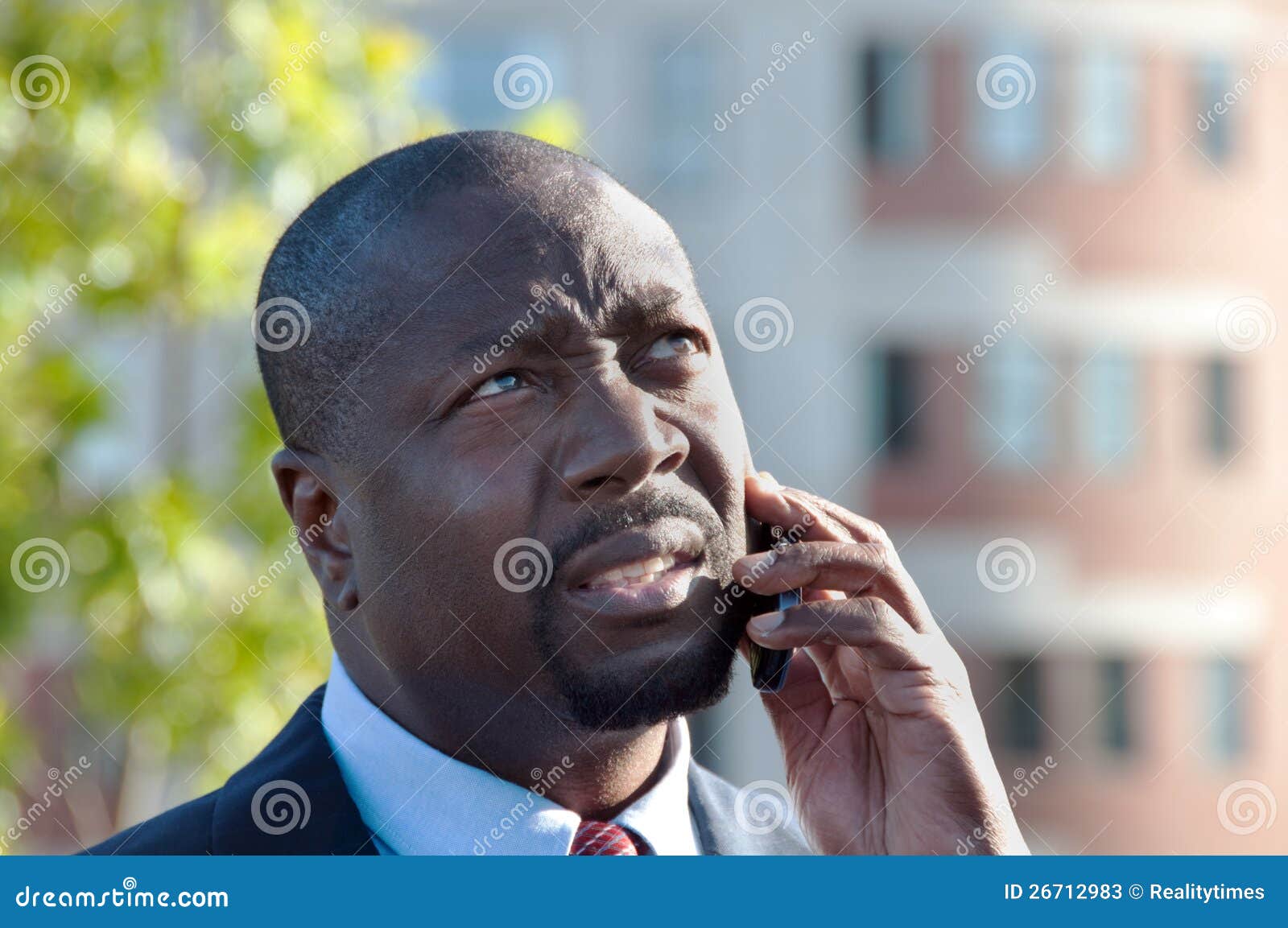 Busy Executive on Cell Phone Outdoors Stock Image - Image of city ...