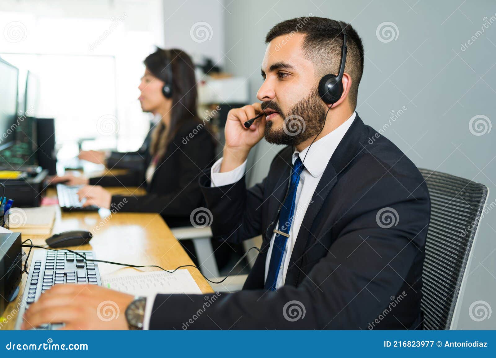 Busy Executive Offering Technical Support Stock Image - Image of latin ...