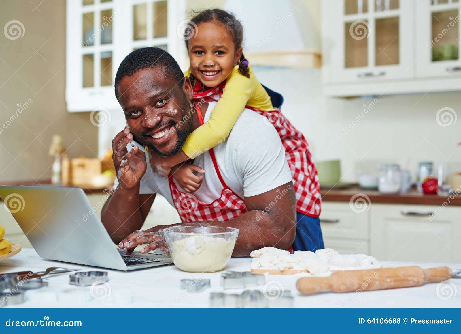 Busy father stock photo. Image of food, adult, apron - 64106688