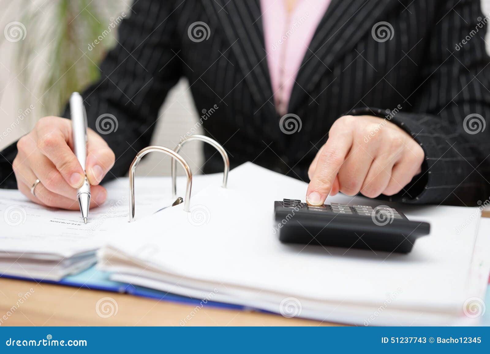 Busy Female Accountant Working with Documents Stock Image - Image of ...