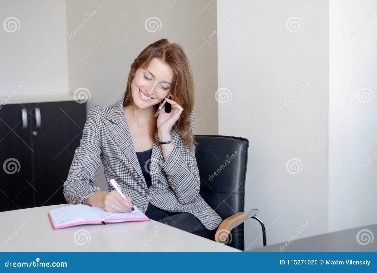 Busy Female Office Worker Going To Make Notes Stock Photo - Image of ...