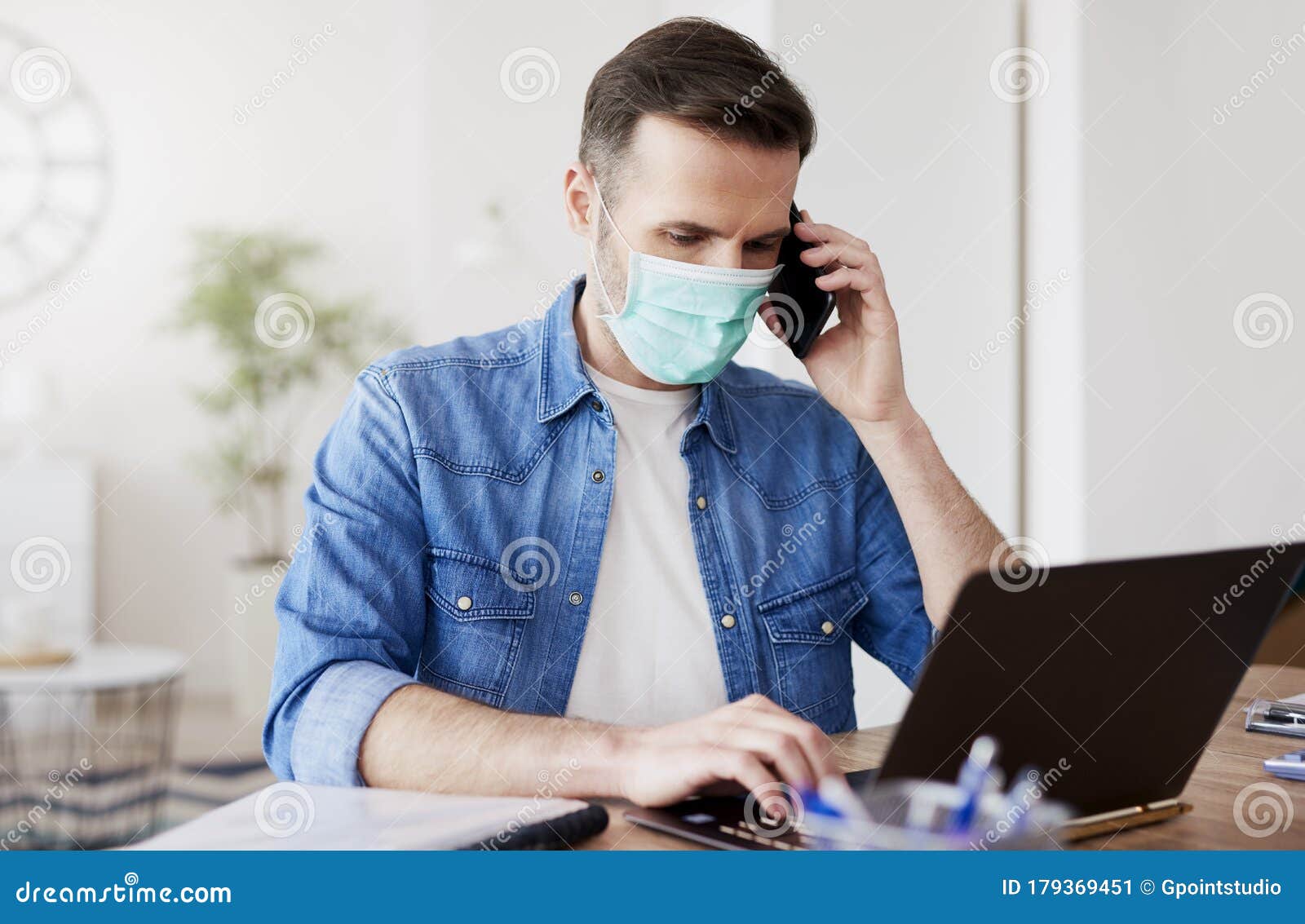Busy Freelancer Working at Home Stock Image - Image of person ...