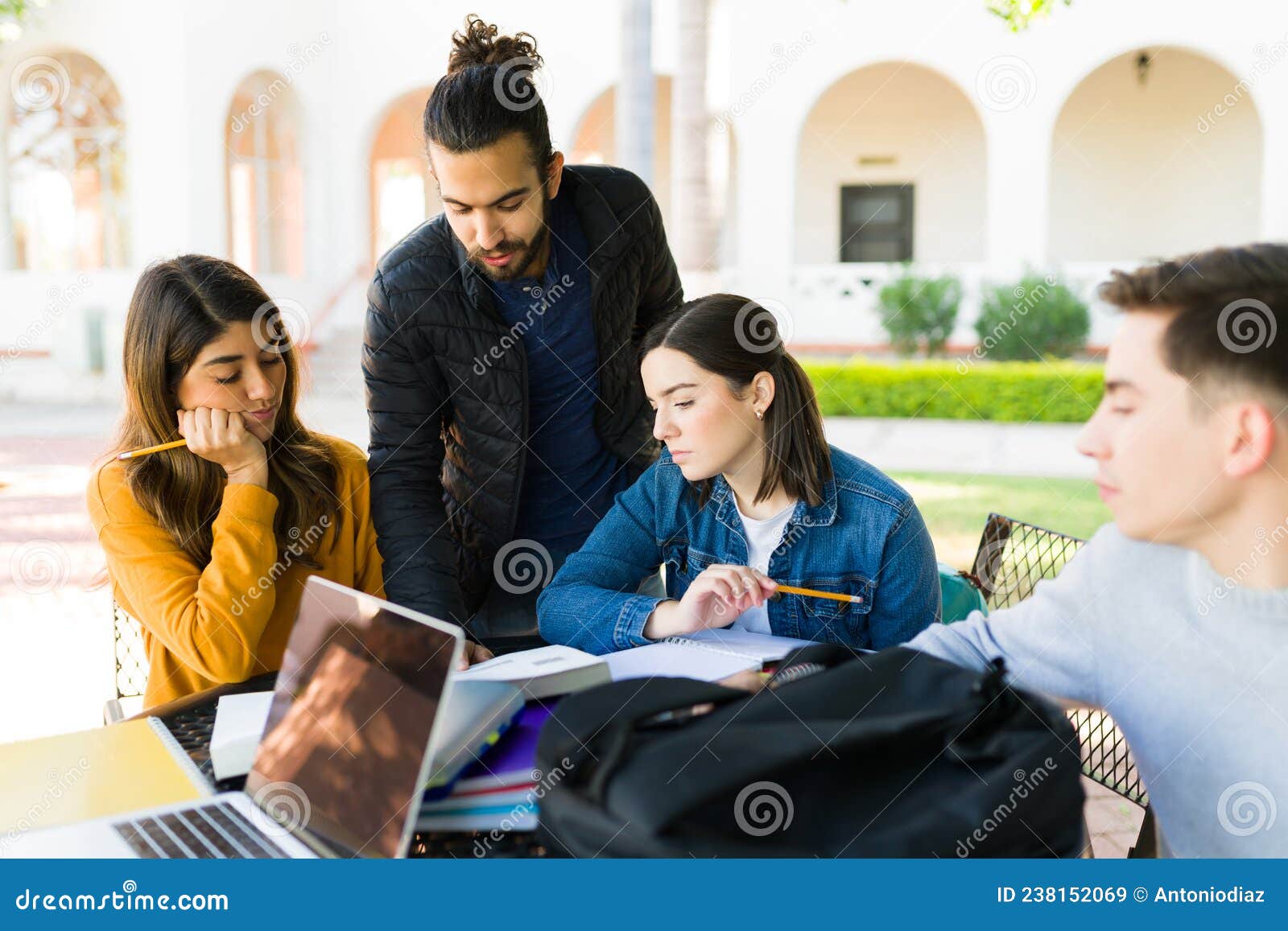 Busy Friends on a Study Group Stock Image - Image of talking ...