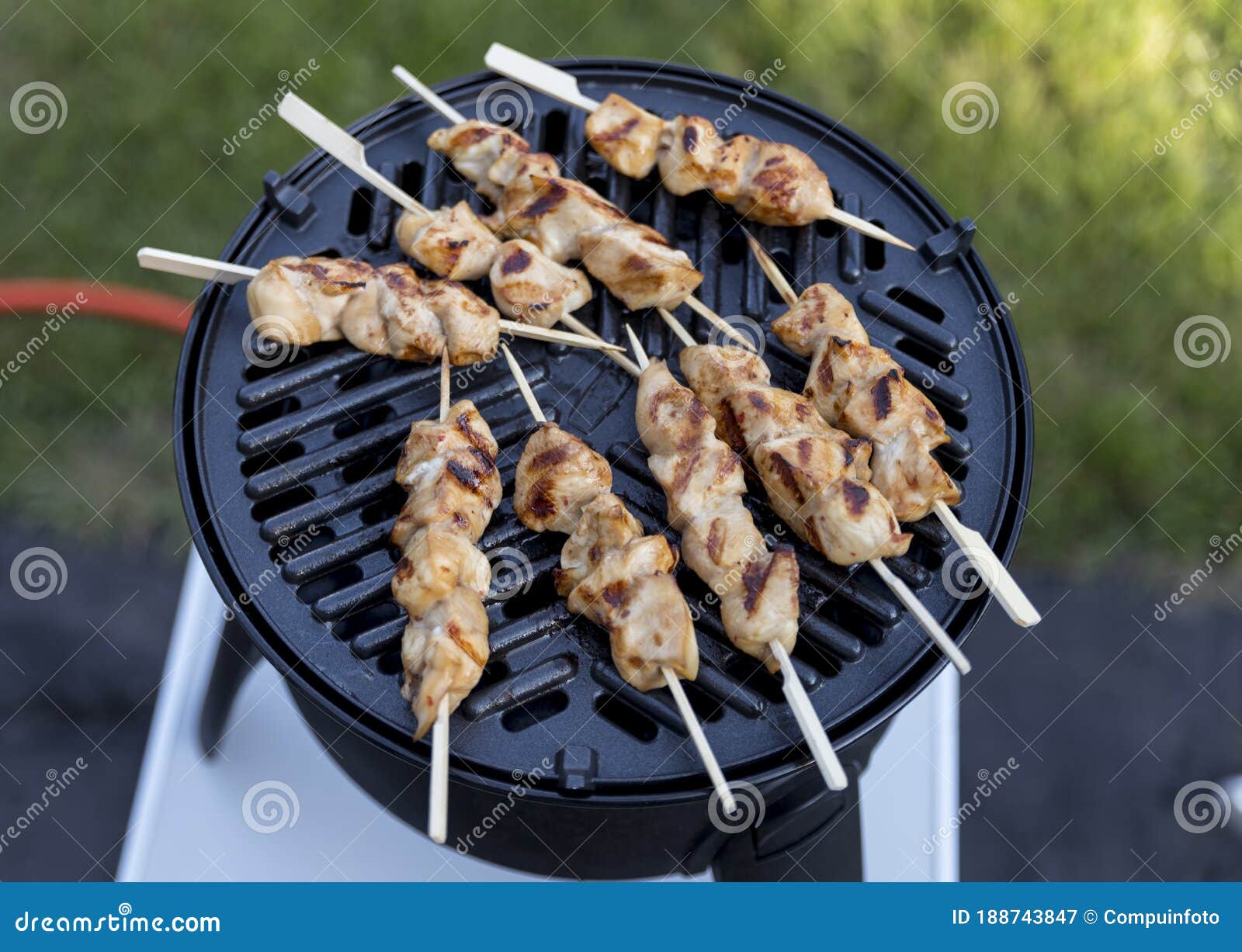 Busy with Grilling a Chicken Sate on a Bbq Stock Image - Image of ...