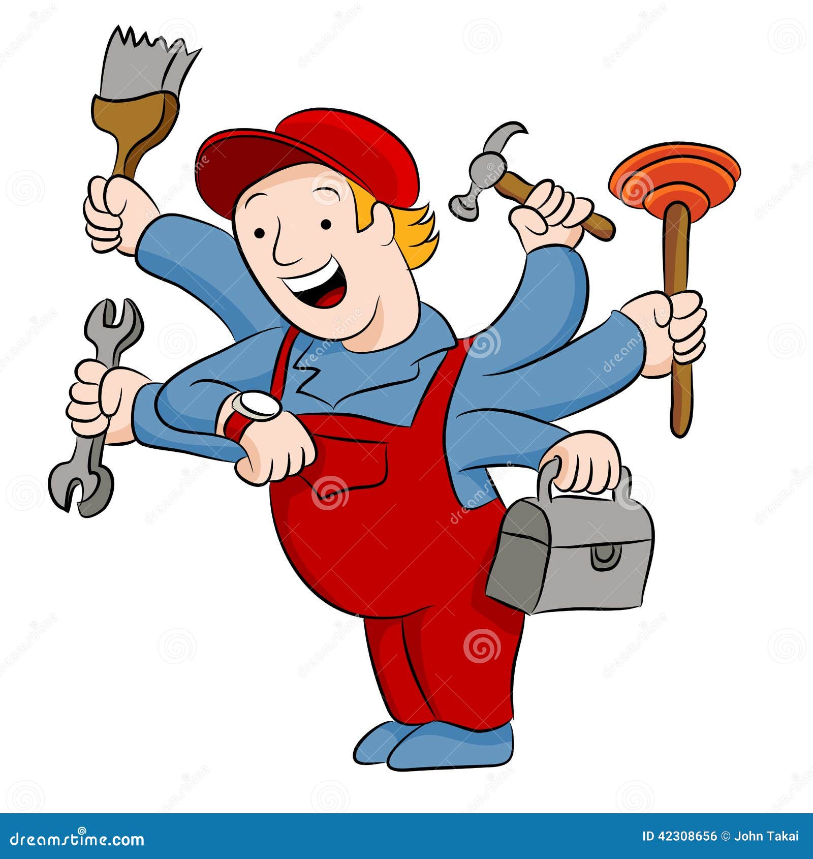 Busy Handyman stock vector. Illustration of brush, time - 42308656