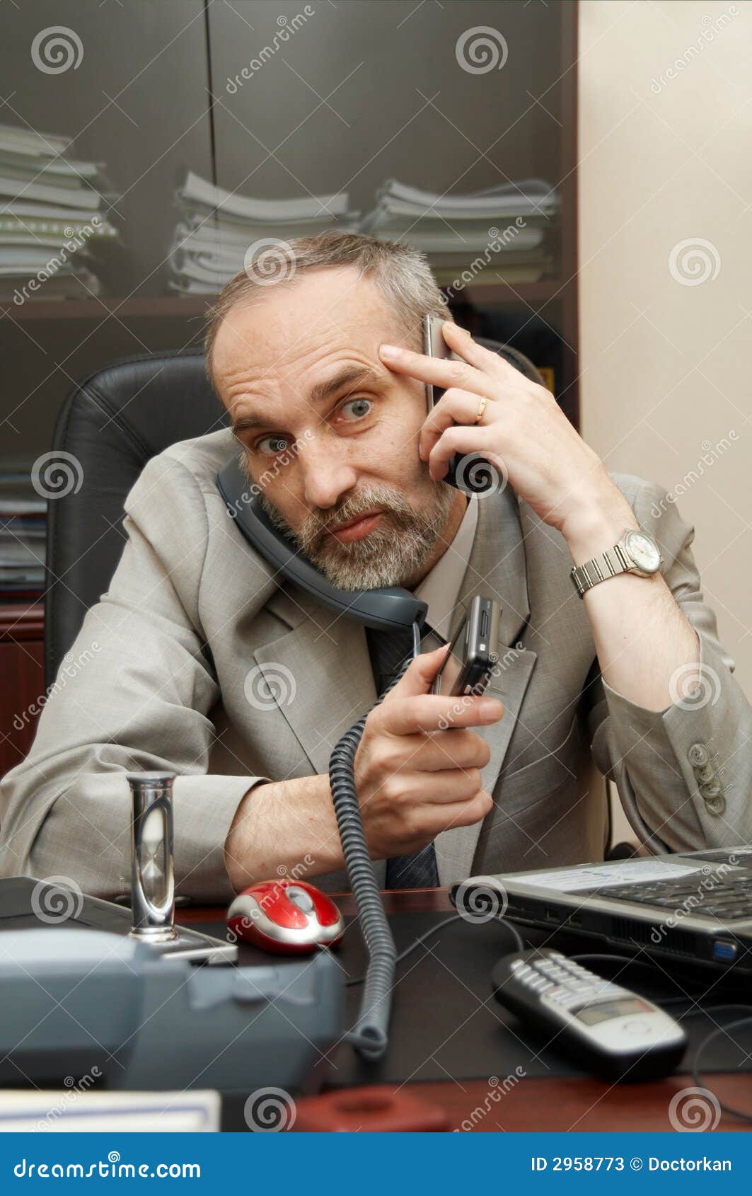 Busy, Hard Working Businessman Stock Image - Image of weary, head: 2958773