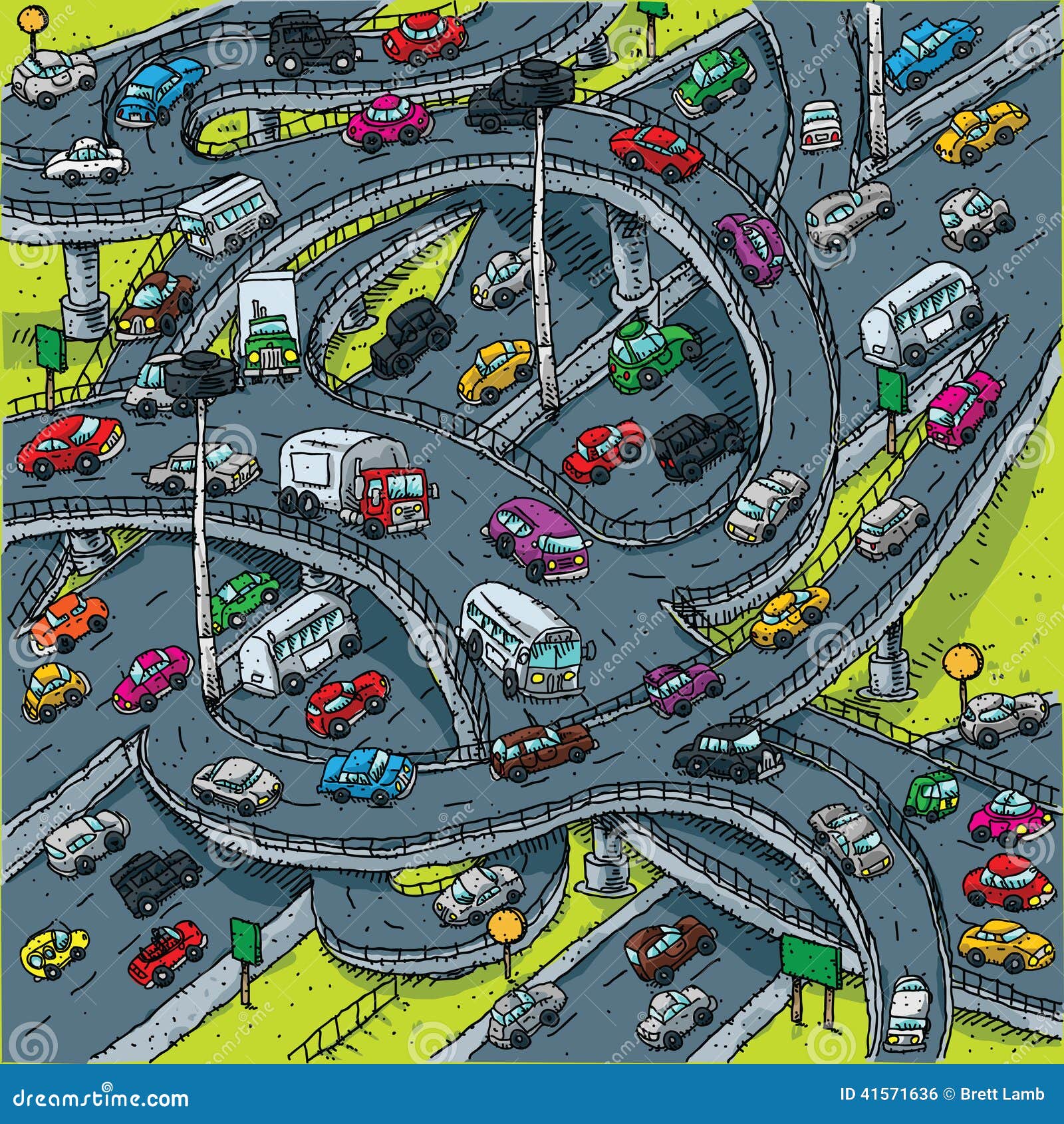 Busy Highway Intersection Stock Illustration - Image: 41571636 Busy Highway Intersection Stock Illustration - Image: 41571636