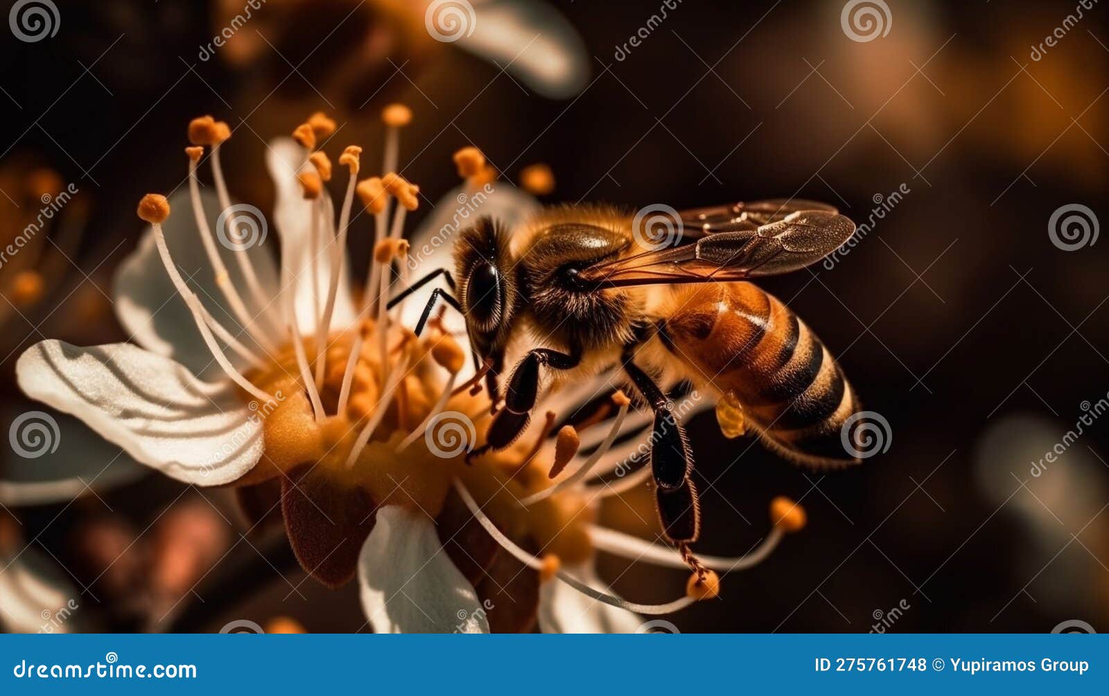 Busy Honey Bee Flying, Working on Pollination Generated by AI Stock ...