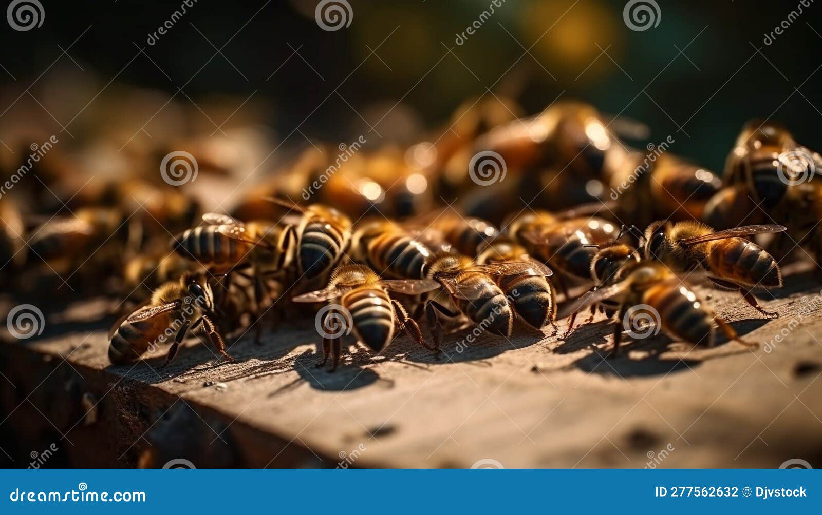 Busy Honey Bees Working in Crowded Beehive for Pollination Generated by ...