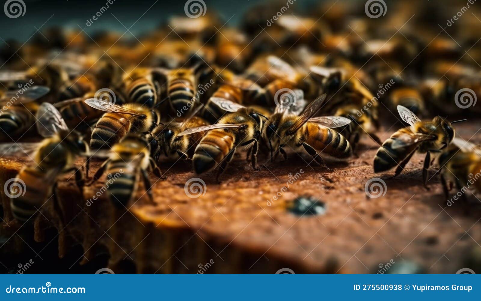 Busy Honey Bees Working in Crowded Hive Generated by AI Stock Photo ...