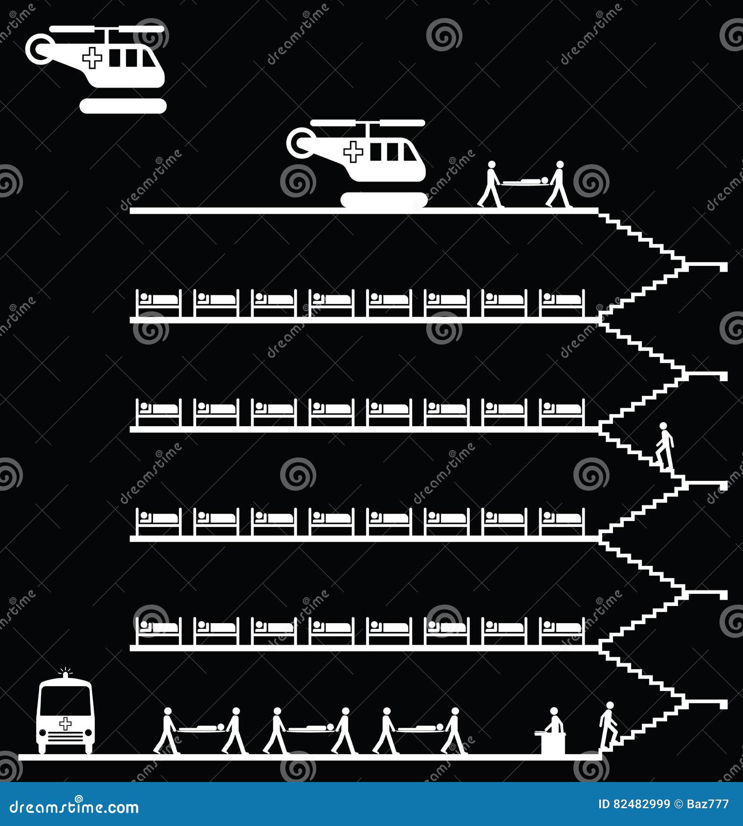 Busy Hospital Corridor Activities Nurse Patient In Queue Waiting Doctor ...