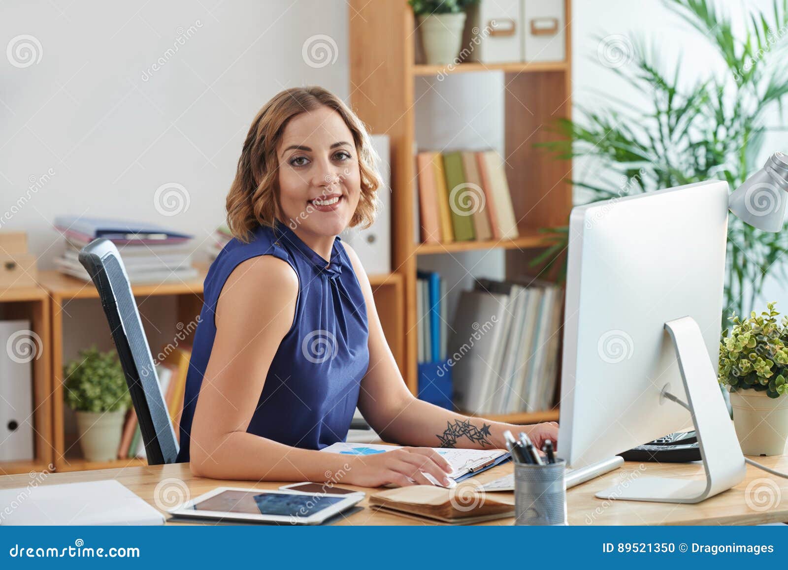 Busy lady stock photo. Image of smiling, happy, entrepreneur - 89521350