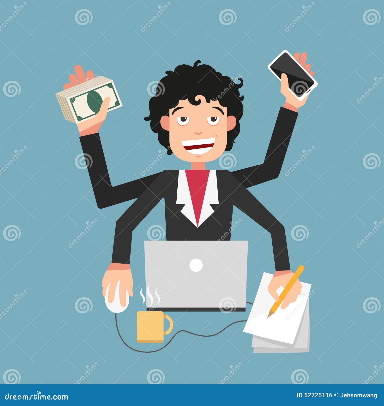 Busy life of businessman stock vector. Illustration of corporate - 52725116