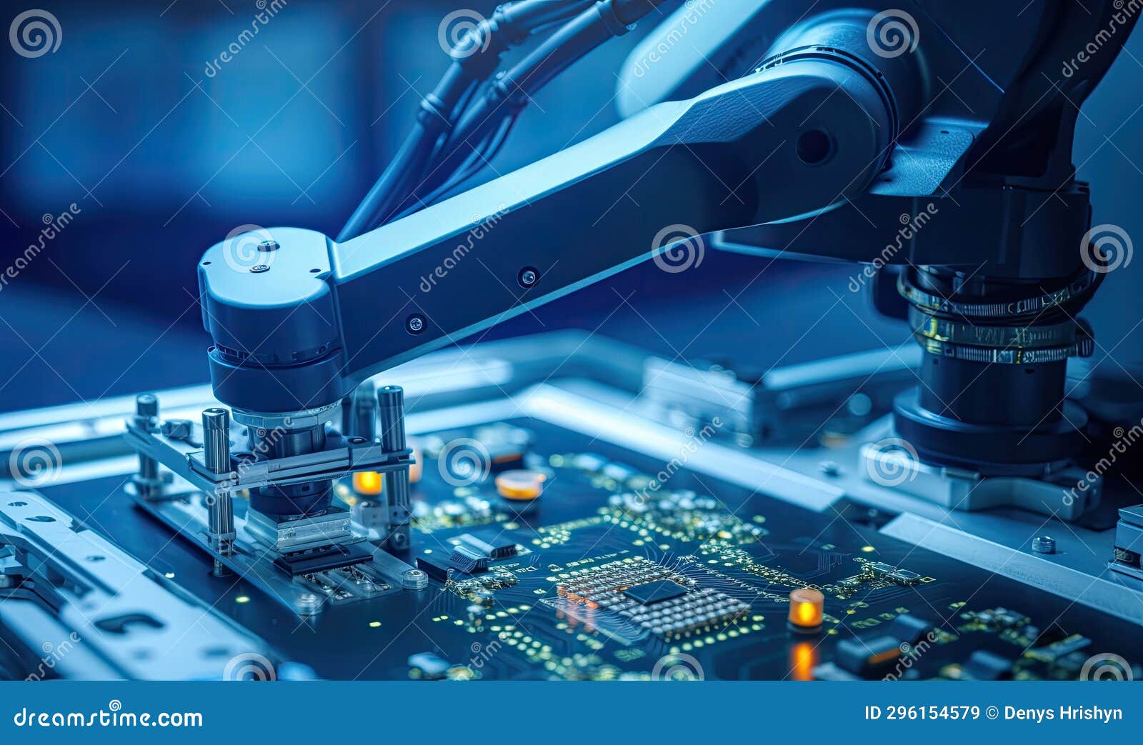 A Busy Machine Assembling a Circuit Board Stock Illustration ...