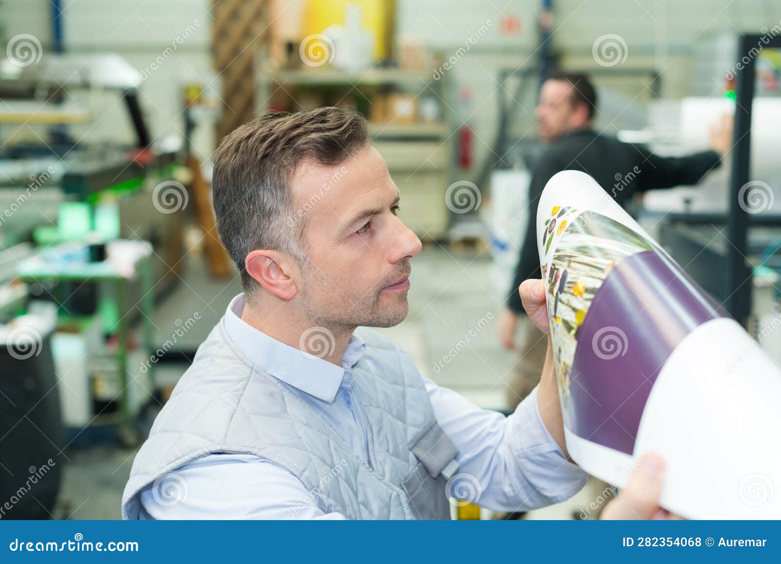 Busy Male Operative in Printing Works Stock Photo - Image of holding ...