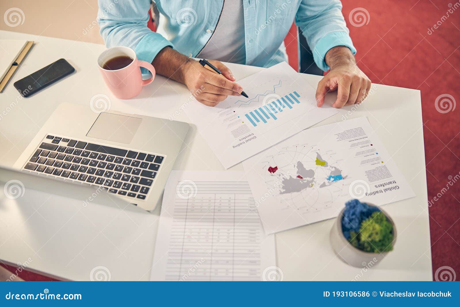 Busy Male Person Doing Analysis of Working Activity Stock Photo - Image ...