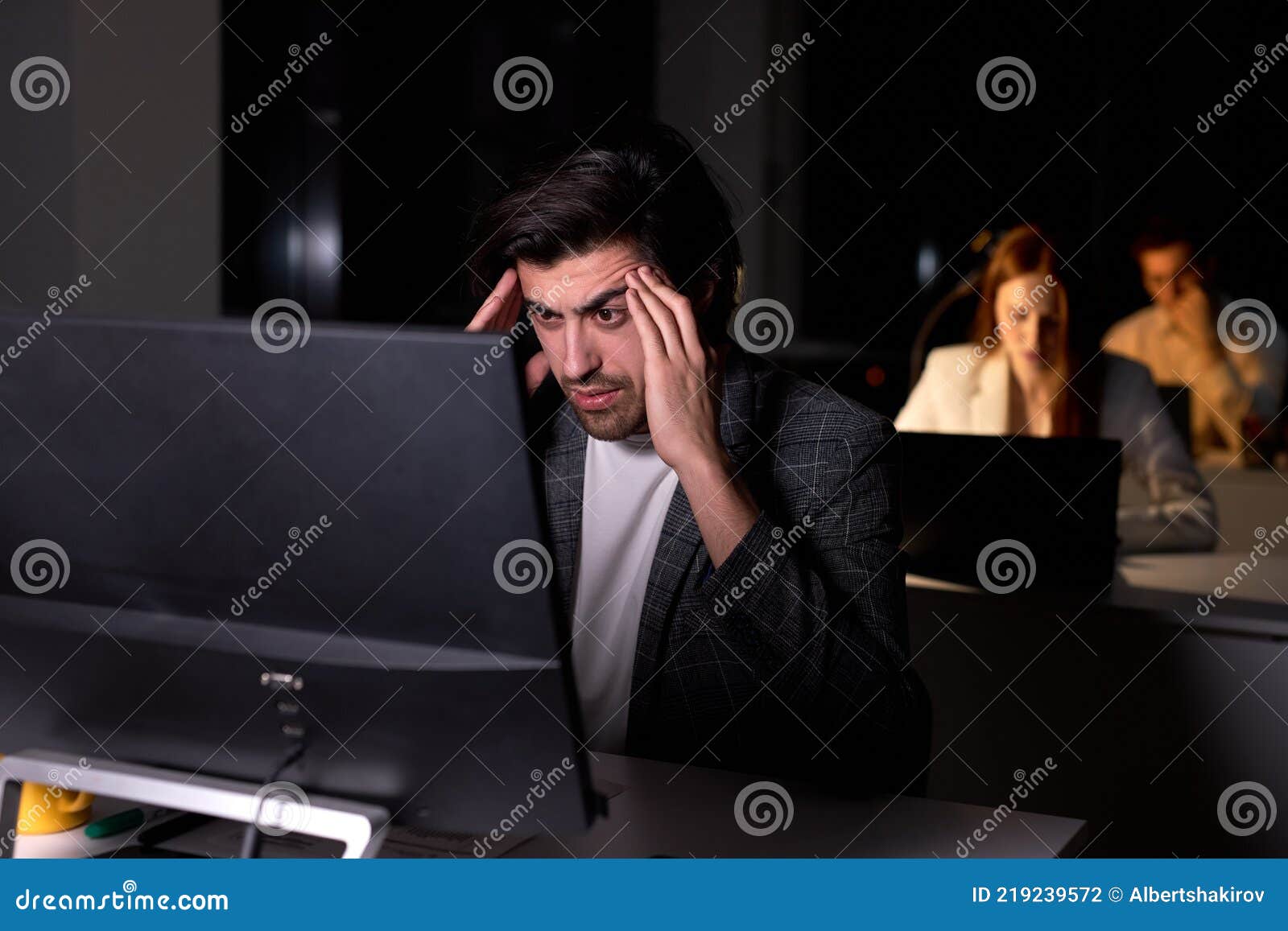 Busy Man Brainstorming, Thinking about a Difficult Question, Looking at ...