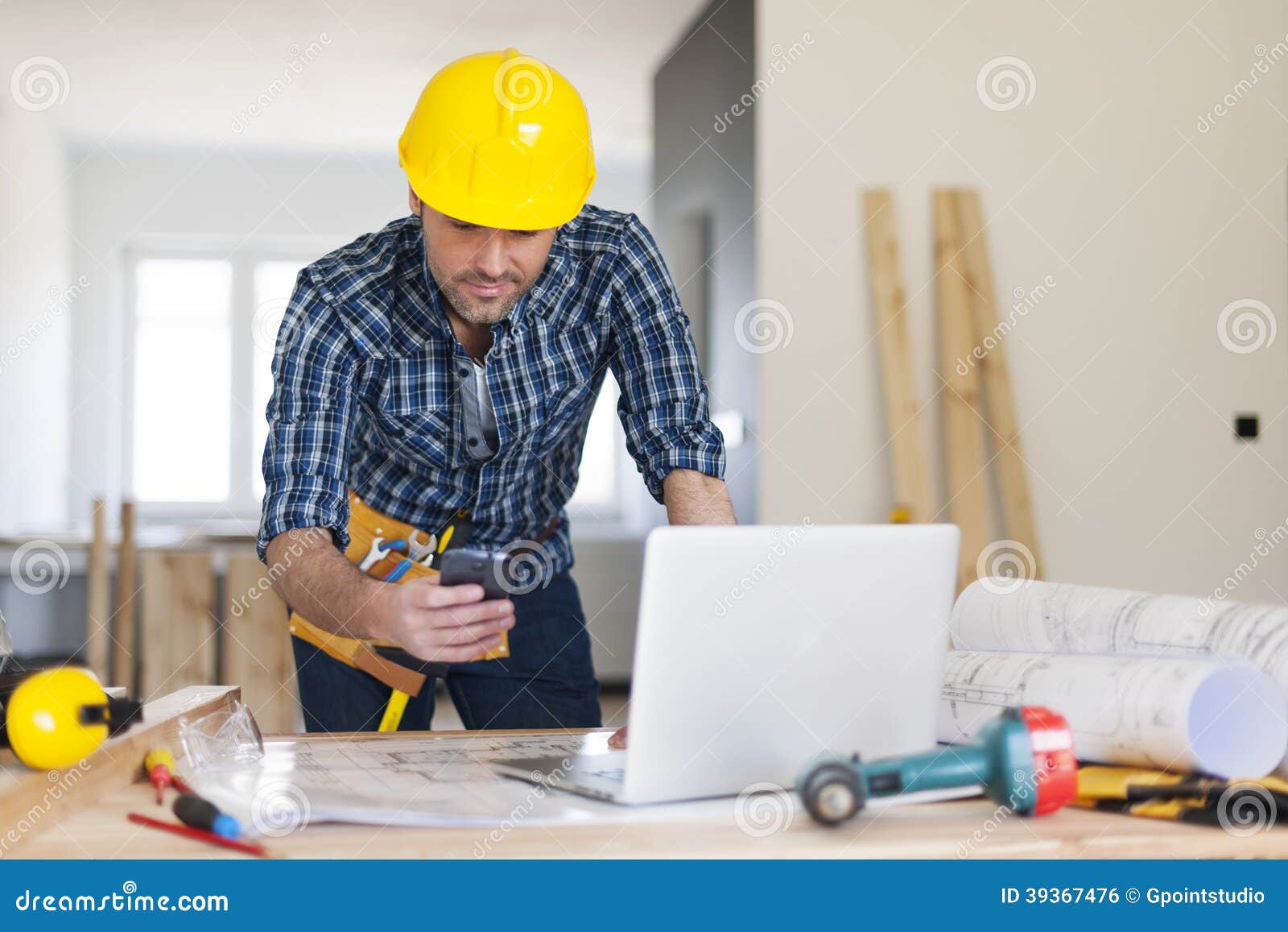 Busy man stock photo. Image of contractor, equipment - 39367476