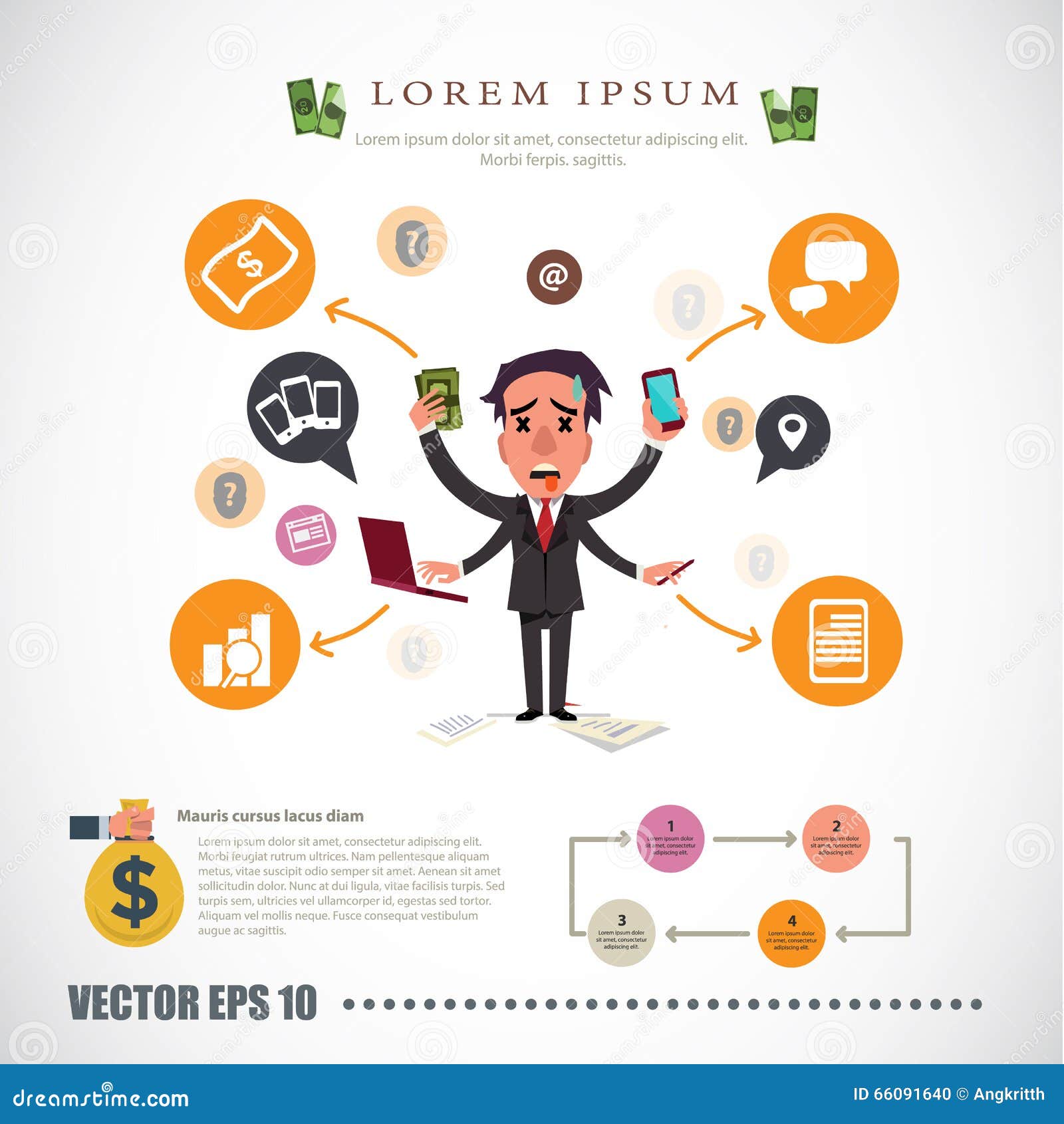 Busy Man. Businessman Character - Stock Illustration - Illustration of ...