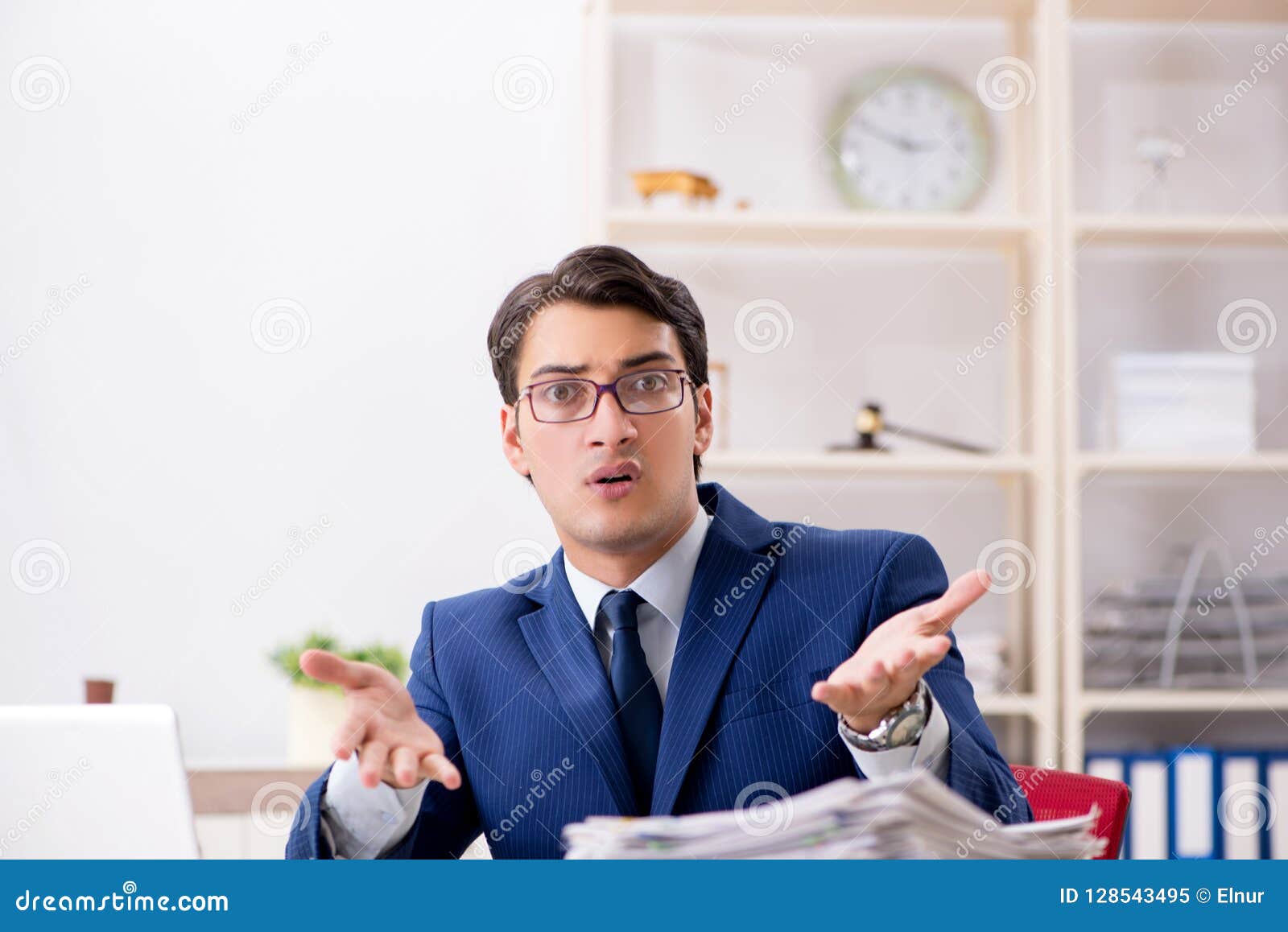 The Busy Man Complaining about His Workload Stock Image - Image of pile ...