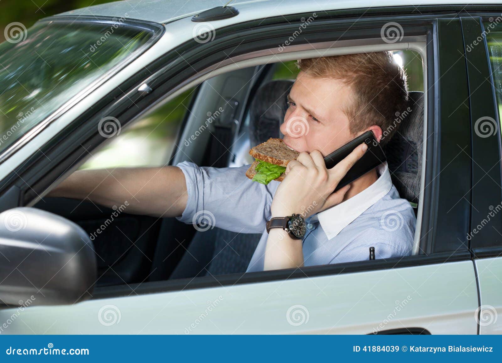 Busy man driving a car stock image. Image of auto, cellular - 41884039