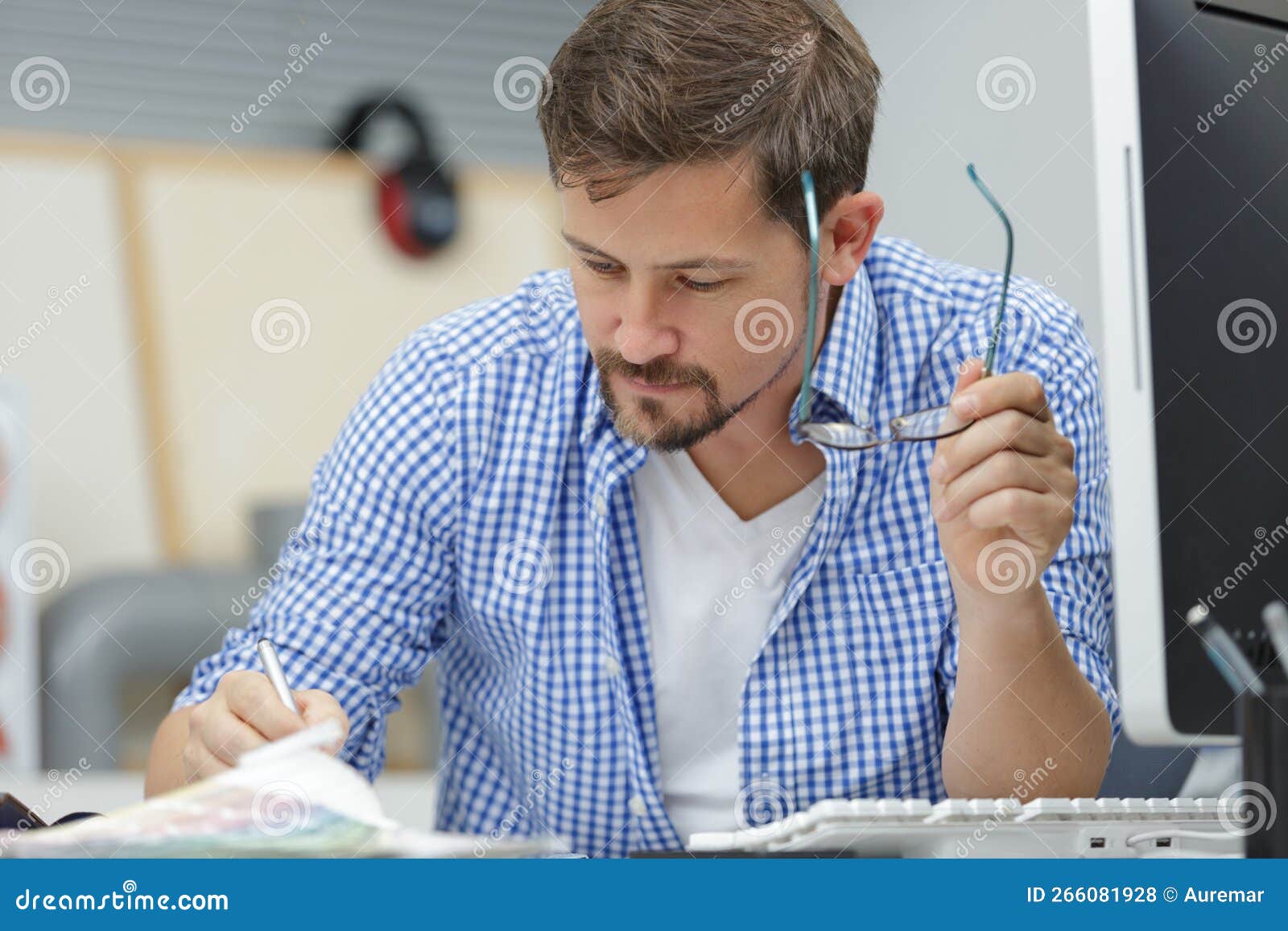 Busy man in office stock photo. Image of successful - 266081928