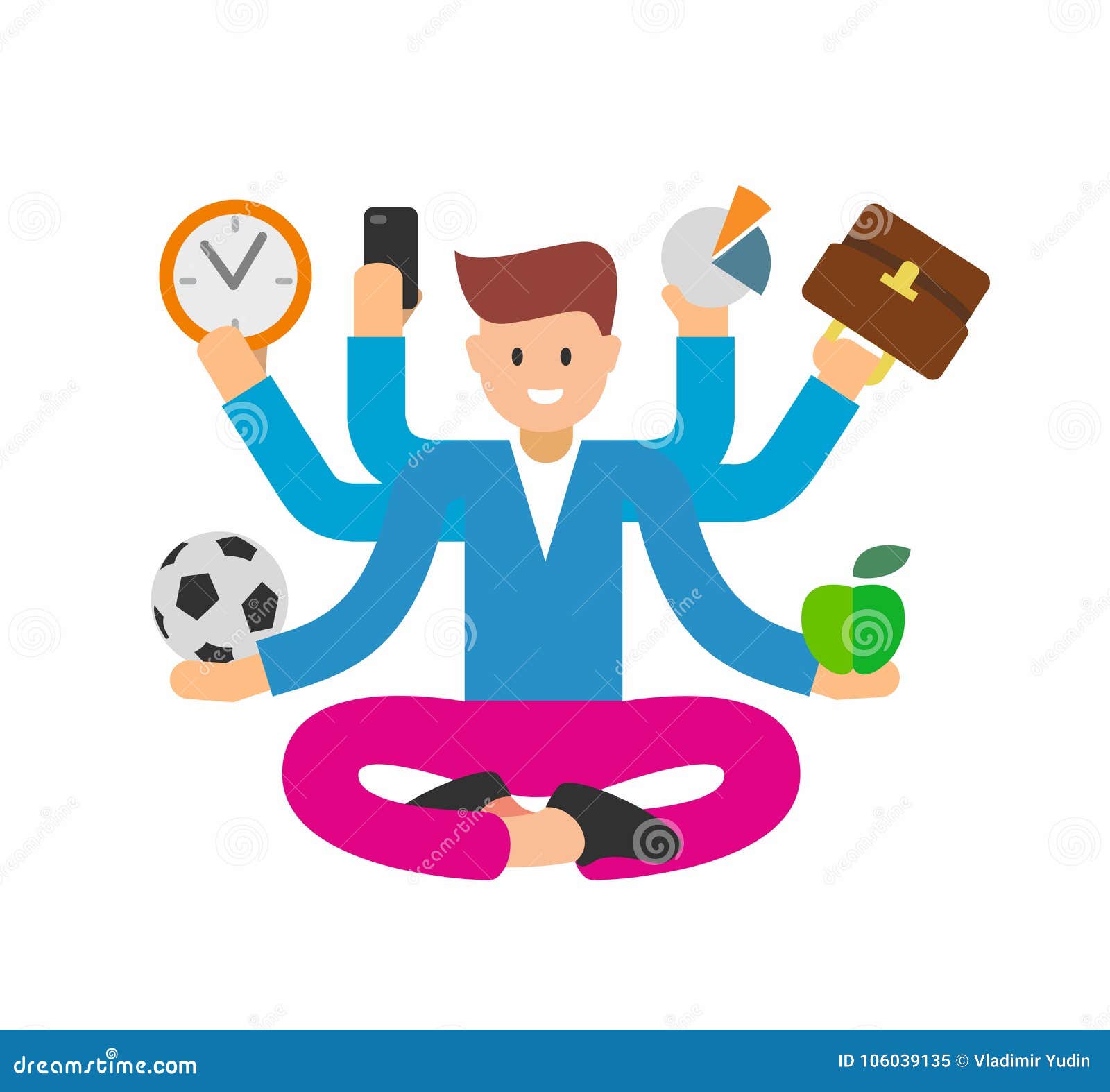 Busy Man with Multi Tasking. Stock Vector - Illustration of apple ...