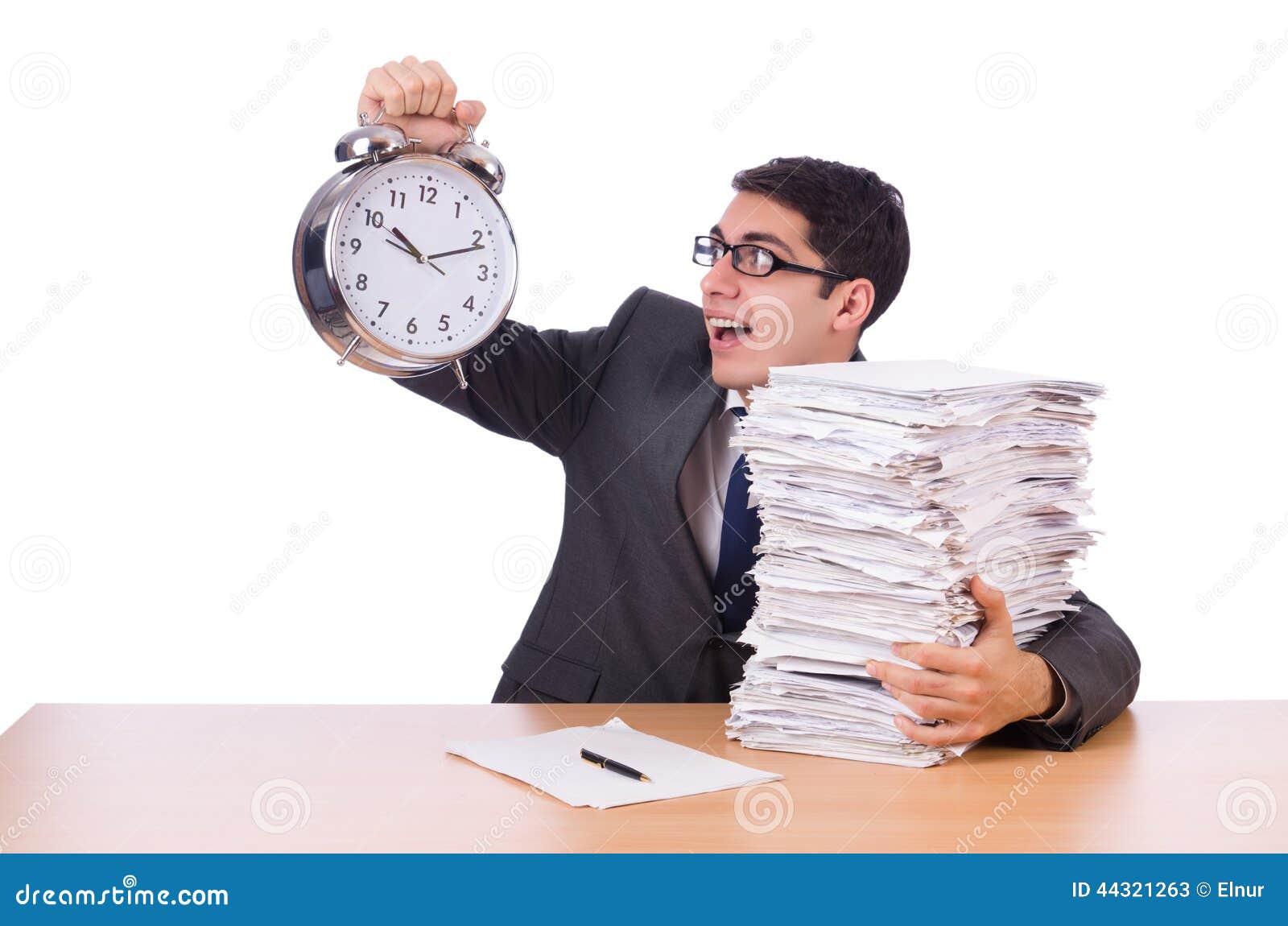 Busy Man with Stack of Paperr Stock Image - Image of frustration ...