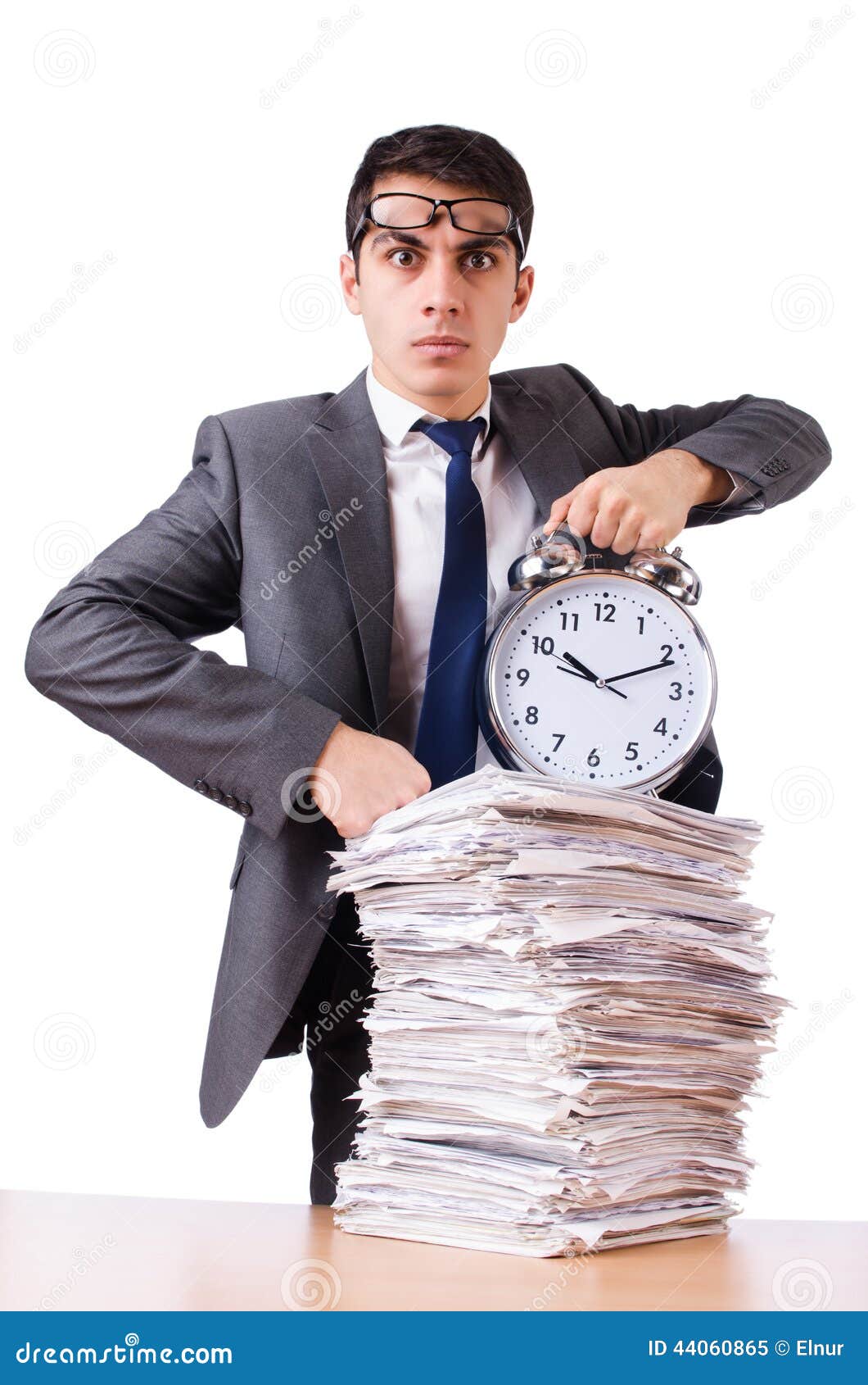 Busy Man with Stack of Papers Isolated Stock Image - Image of ...