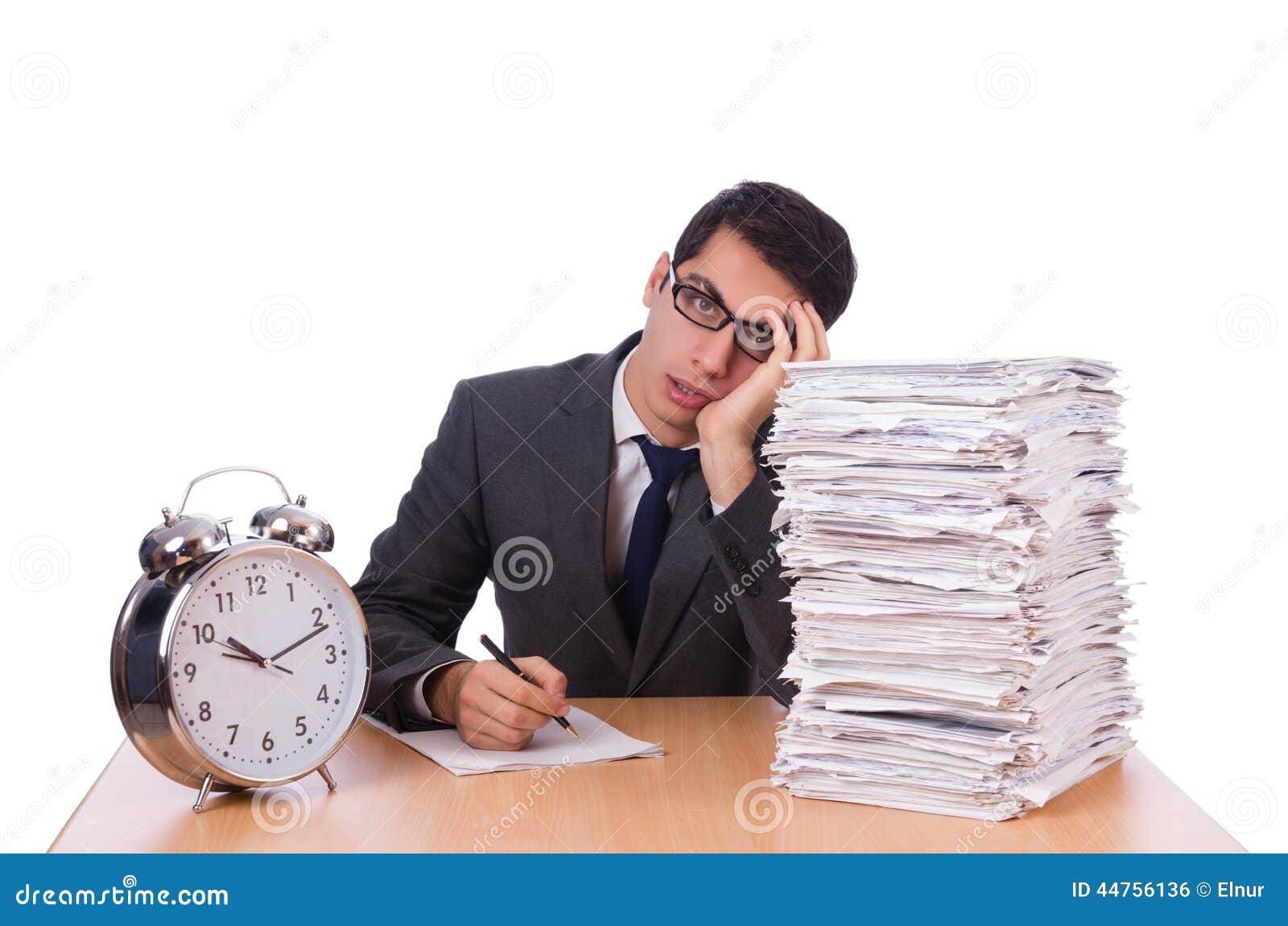 Busy Man with Stack of Papers Isolated Stock Photo - Image of holding ...