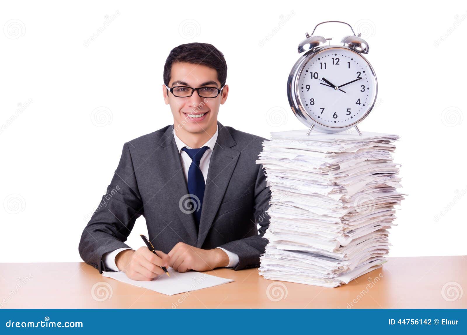 Busy Man with Stack of Papers Isolated Stock Photo - Image of deadline ...