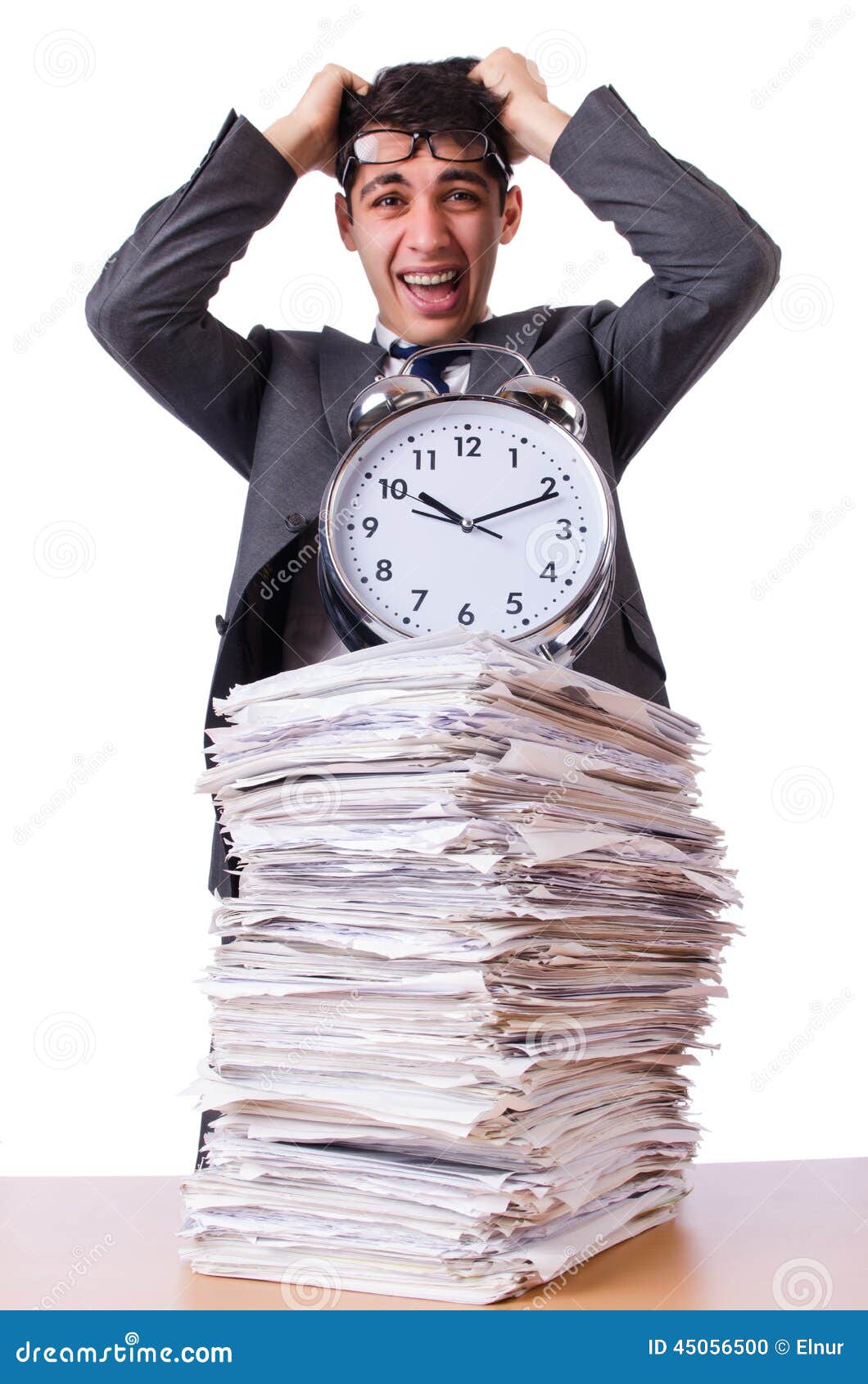 Busy Man with Stack of Papers Isolated Stock Photo - Image of boss ...