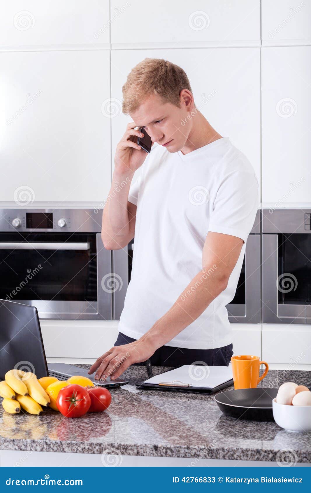 Busy man using computer stock image. Image of conversation - 42766833