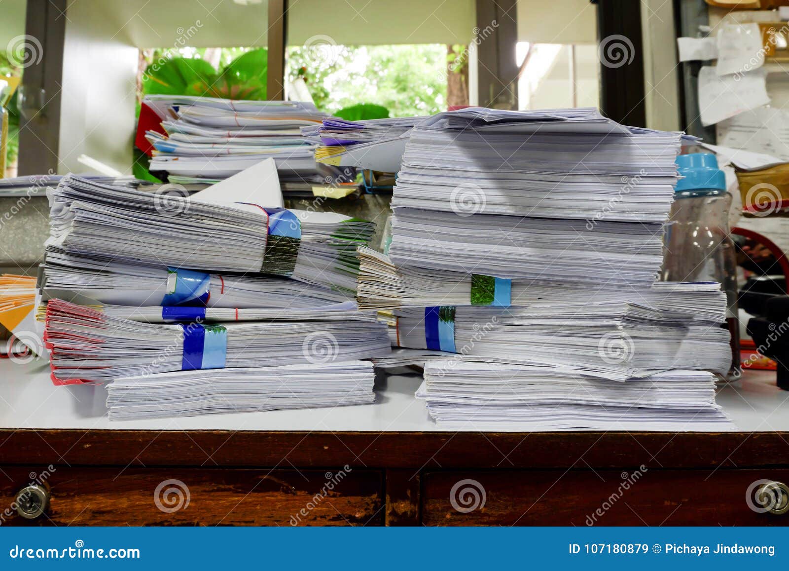Busy, Messy and Cluttered Workplace, Full of Documents Stock Image ...